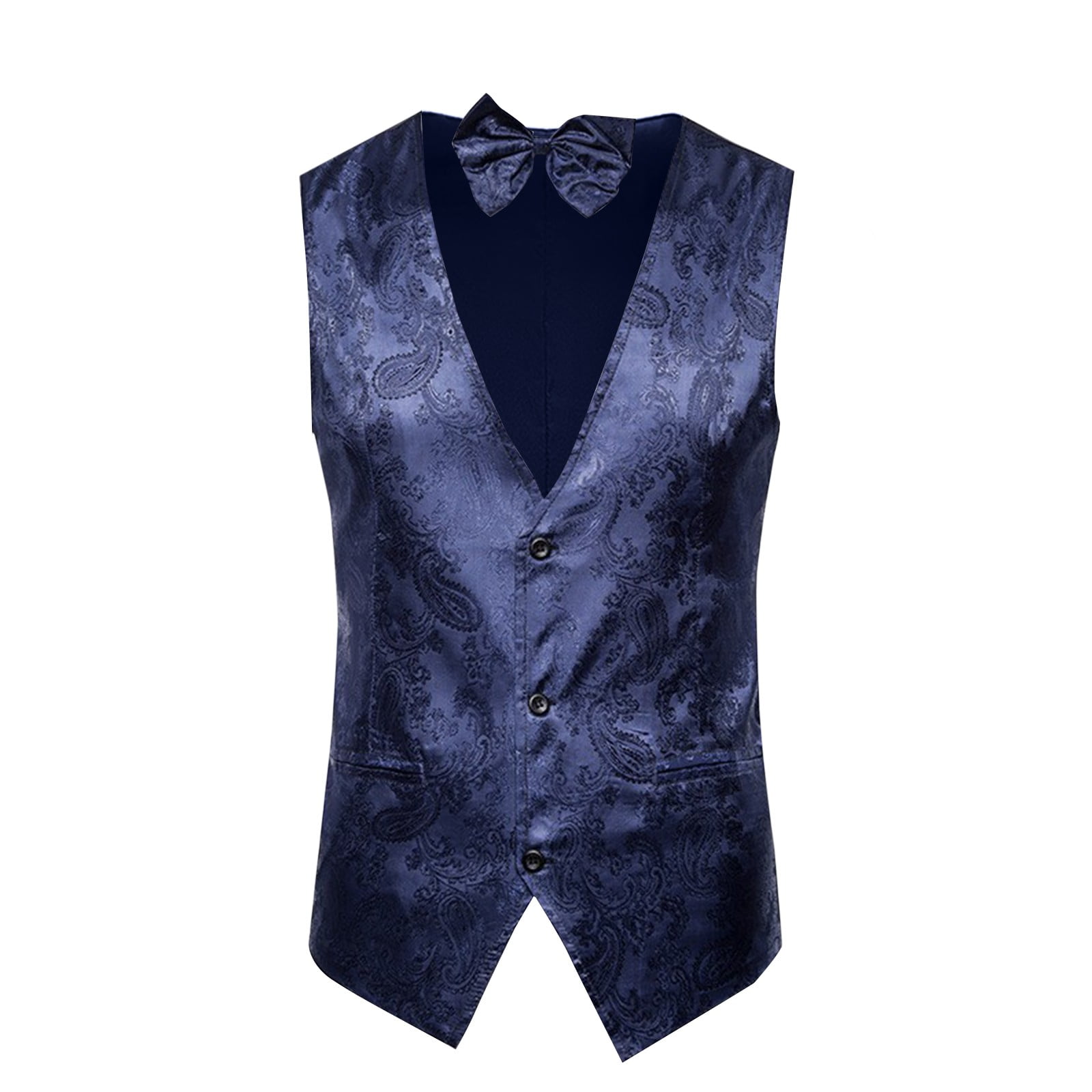 Men's Paisley Floral Jacquard Suit Vest Single-Breasted Business Formal ...