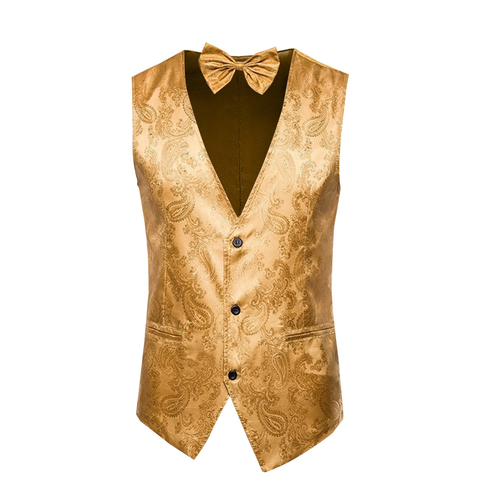 Men's Paisley Floral Jacquard Suit Vest Single-Breasted Business Formal ...