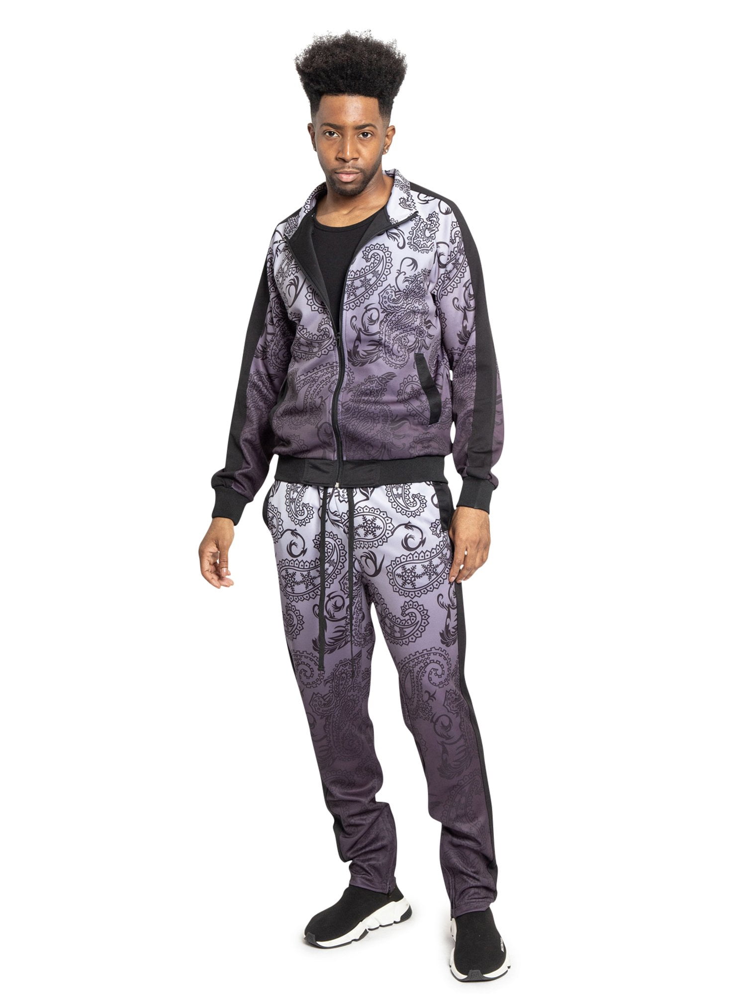Men's Paisley Ombre Gradient Track Suits 2 Piece Sweatsuit Set ST803 ...