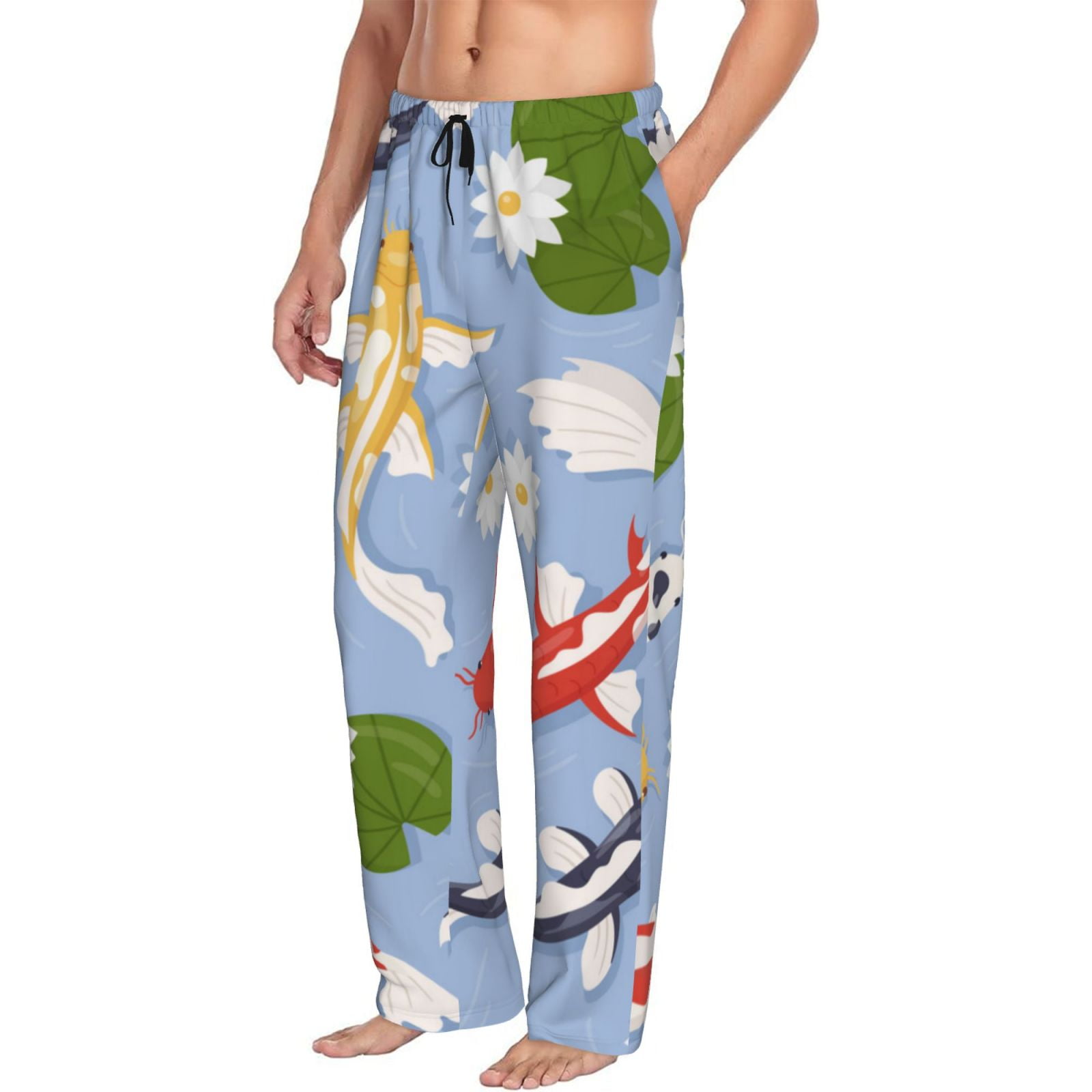Men's Pajama Pants Colorful Koi Fish Soft Pj Bottom Pants, Sleep Lounge ...