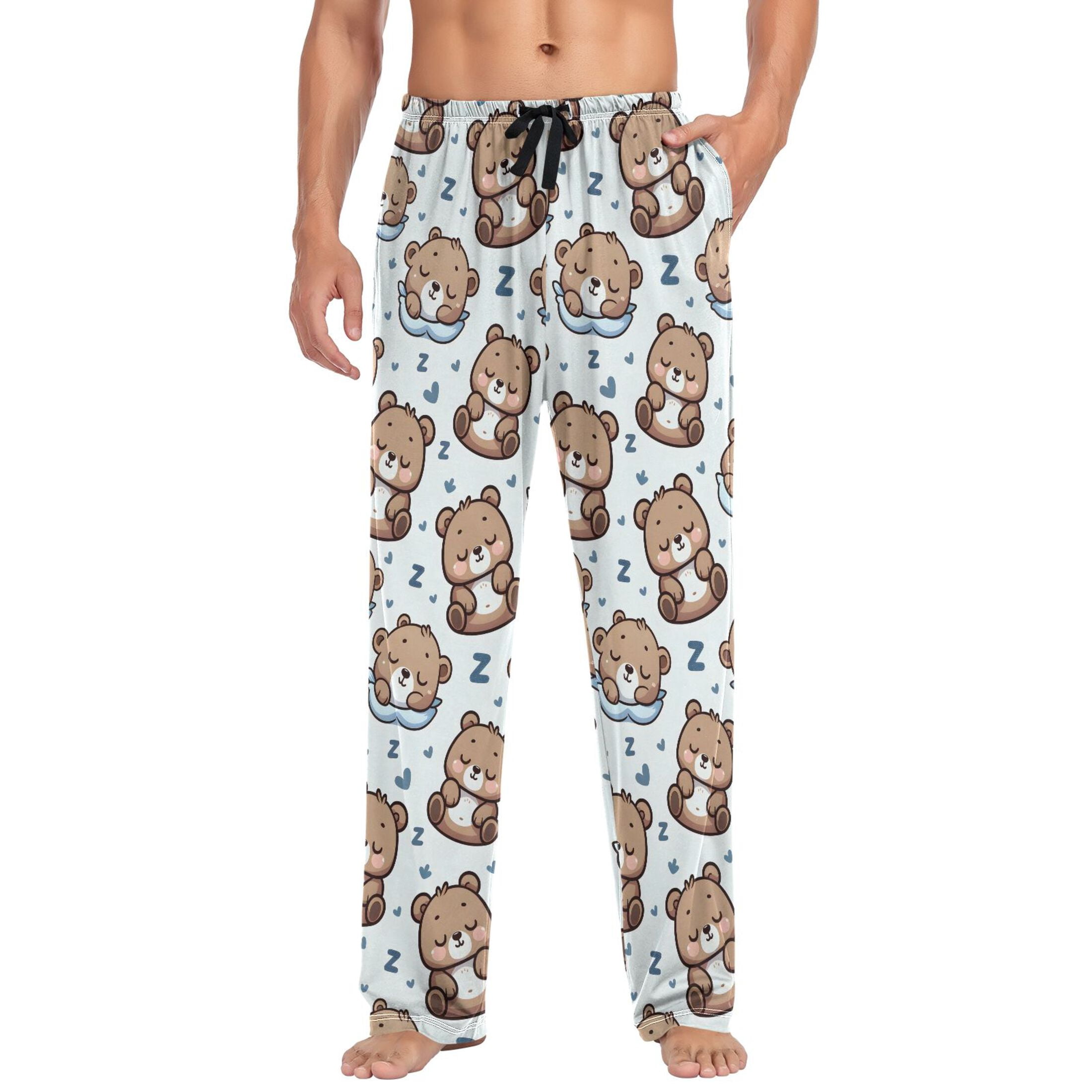 Men's Pajama Pants Cute Sleeping Bears Soft Long Sleep Lounge Pants 2XL ...