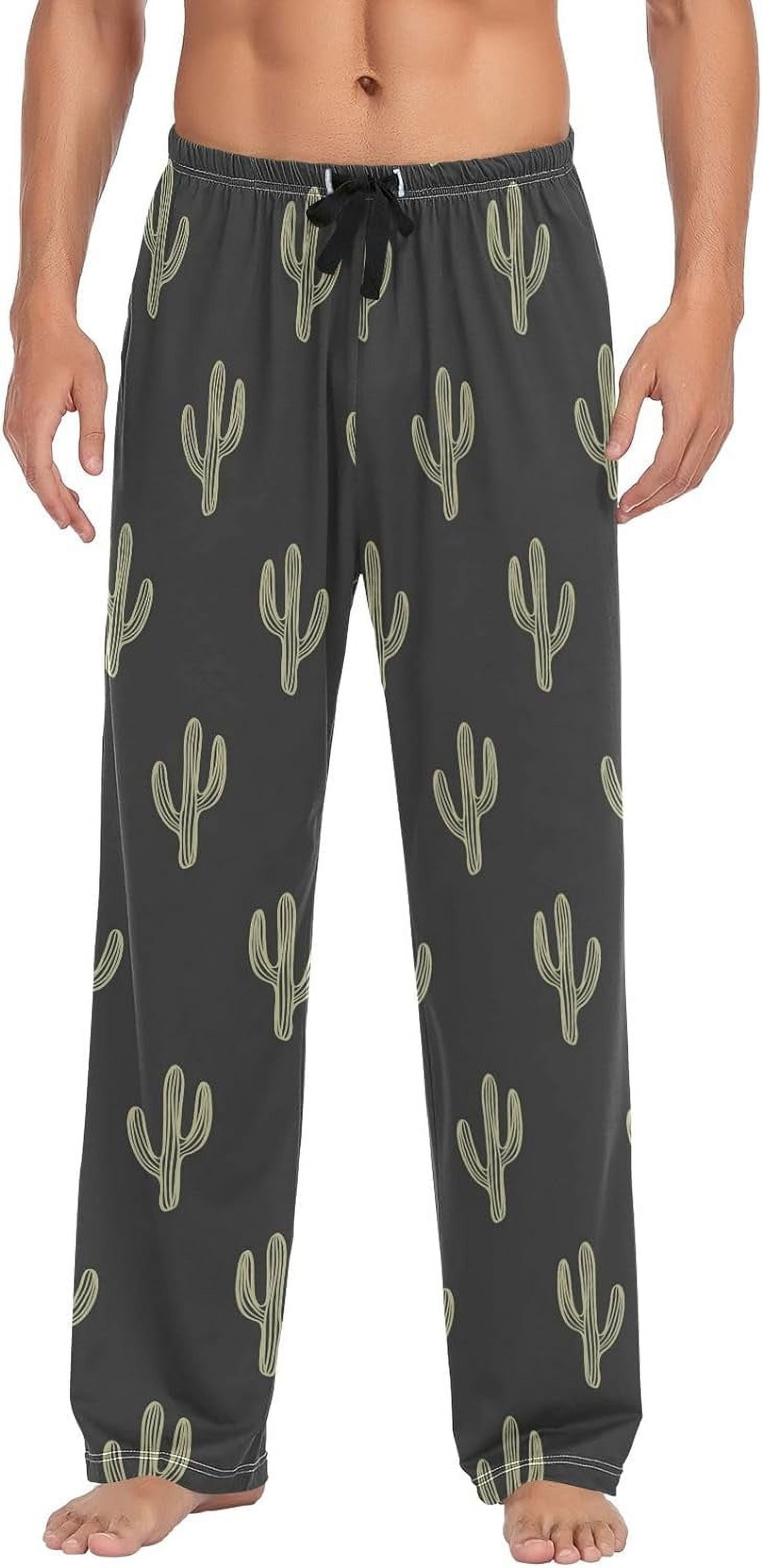 Men's Pajama Pants with Pockets Sleepwear Lounge Pants Stretch Casual Cute Boho Cactus - Walmart.com
