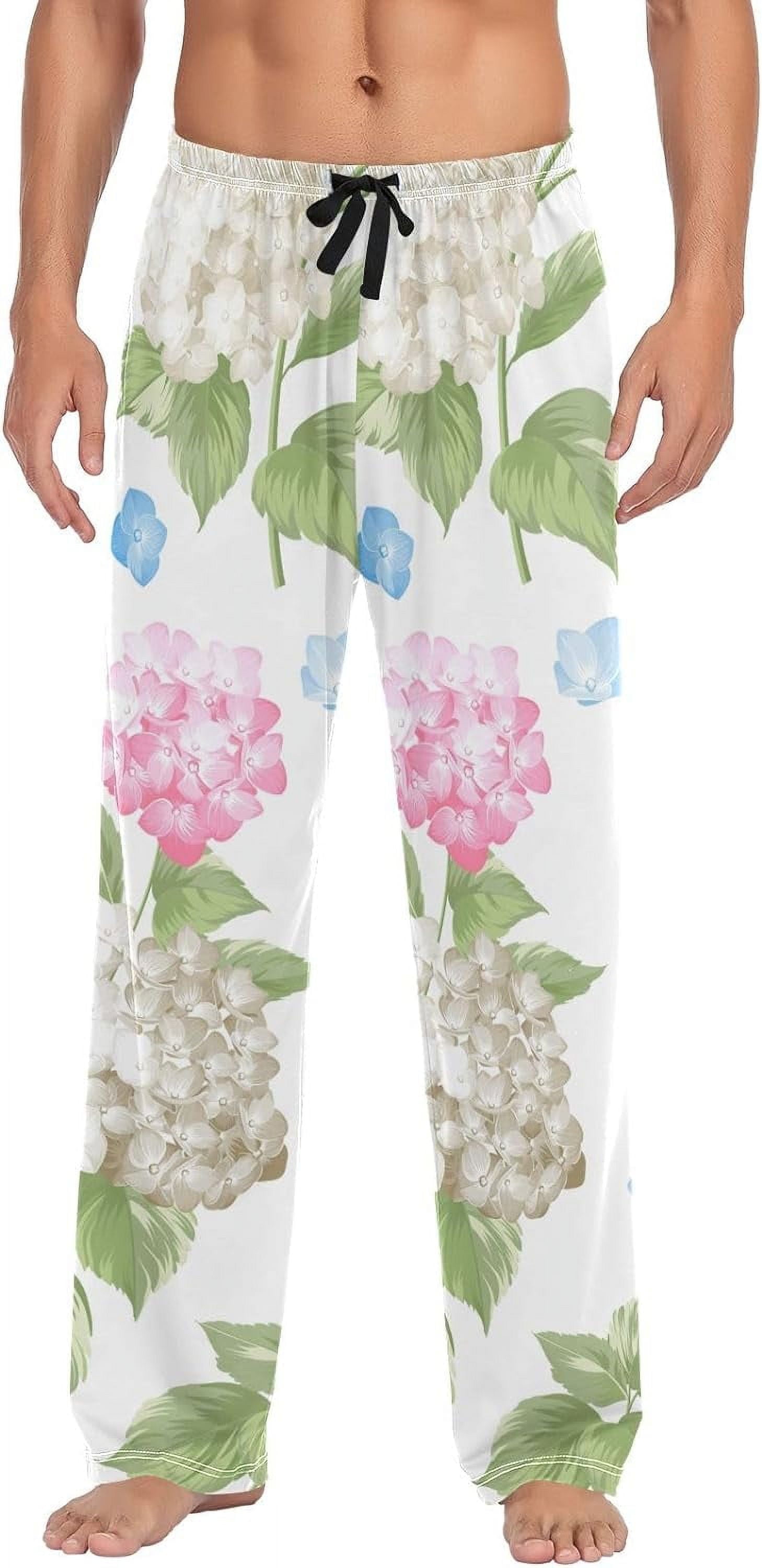 Men's Pajama Pants with Pockets Sleepwear Lounge Pants Stretch Casual Summer Hydrangea Flowers ...