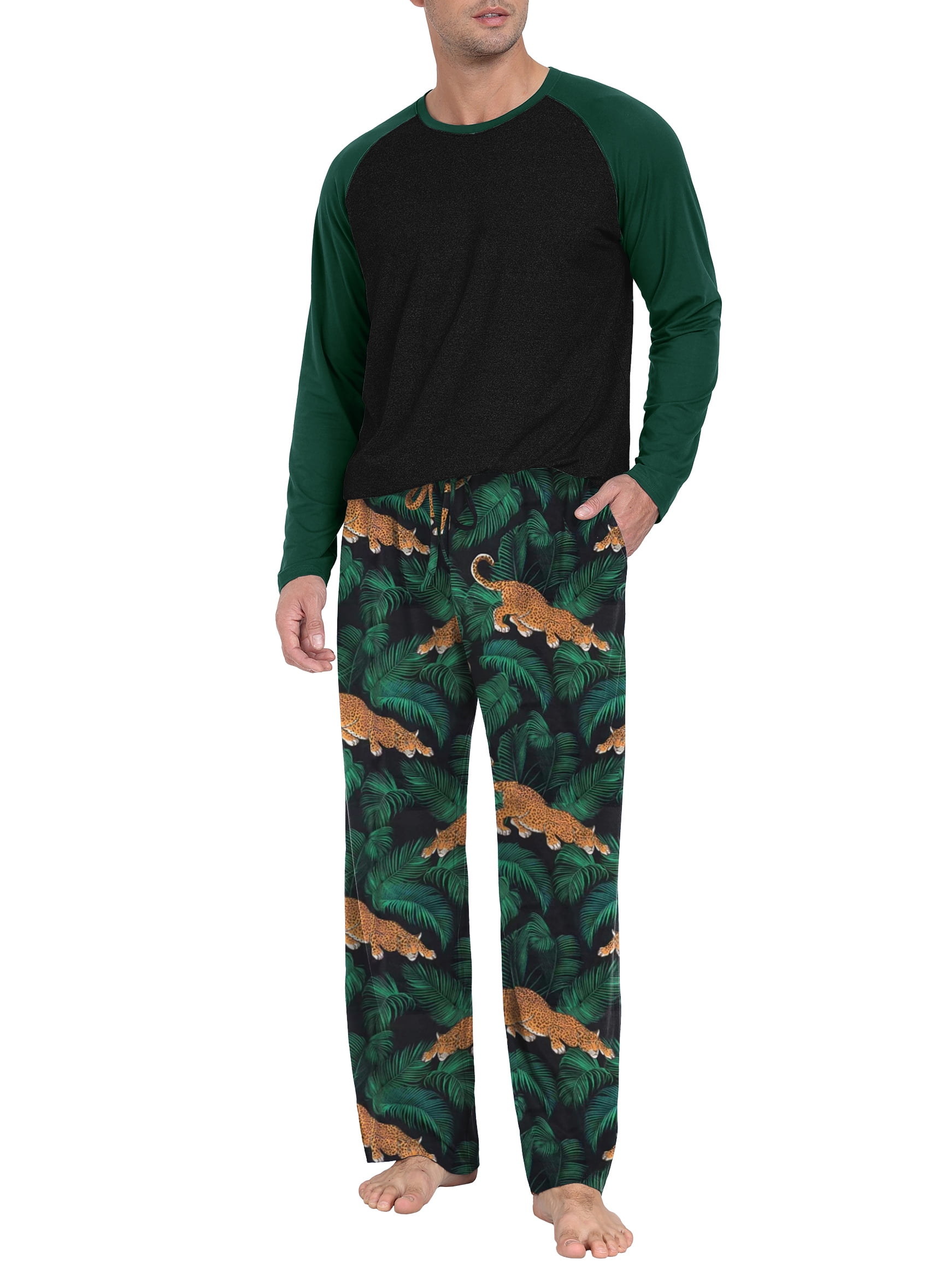 MINTREUS Men's Pajama Set Lightweight Sleepwear Long Sleeve Shirts and ...