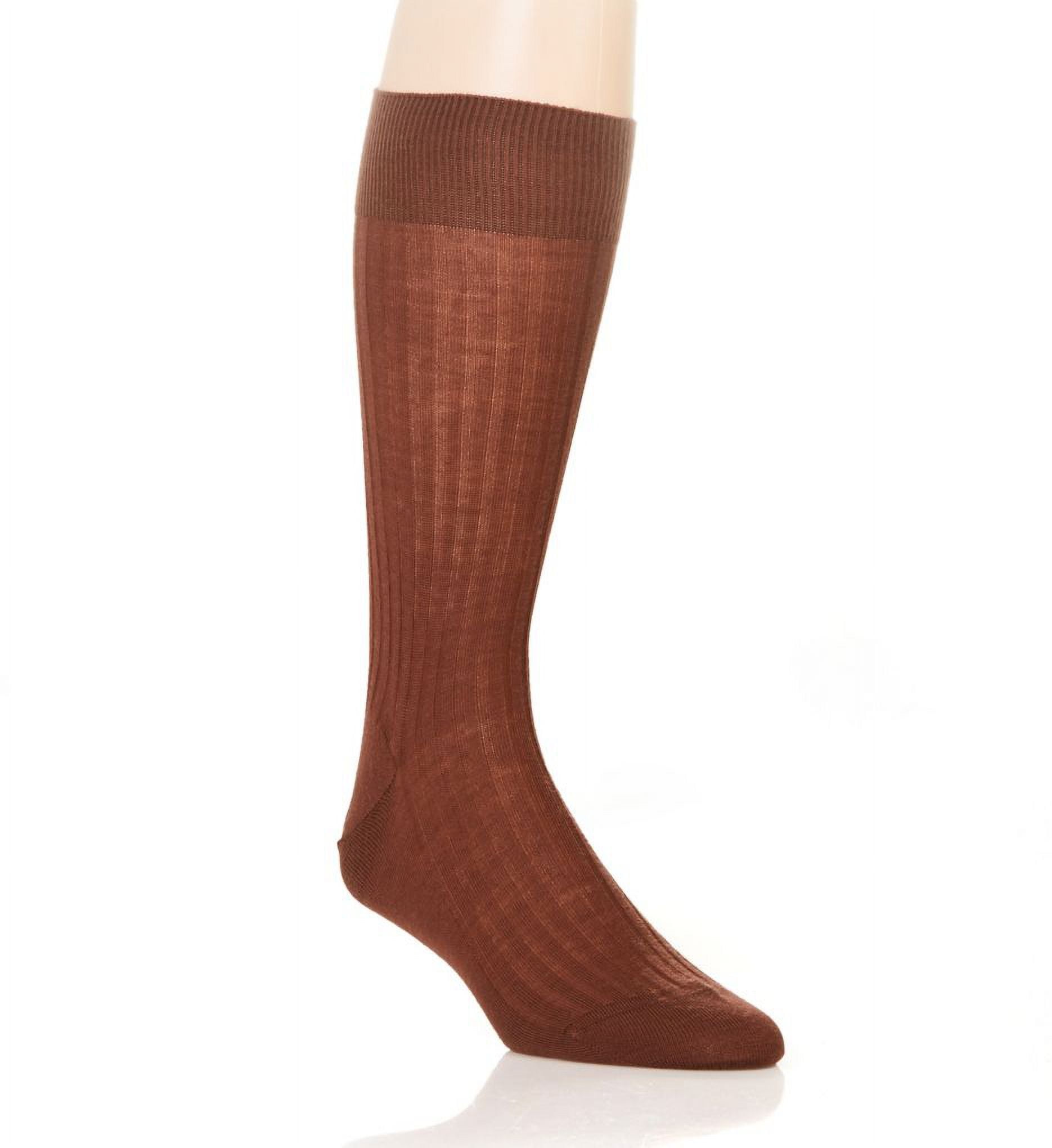 Men's Pantherella 5796 Laburnum Merino Wool 5x3 Rib Dress Sock (Conker ...
