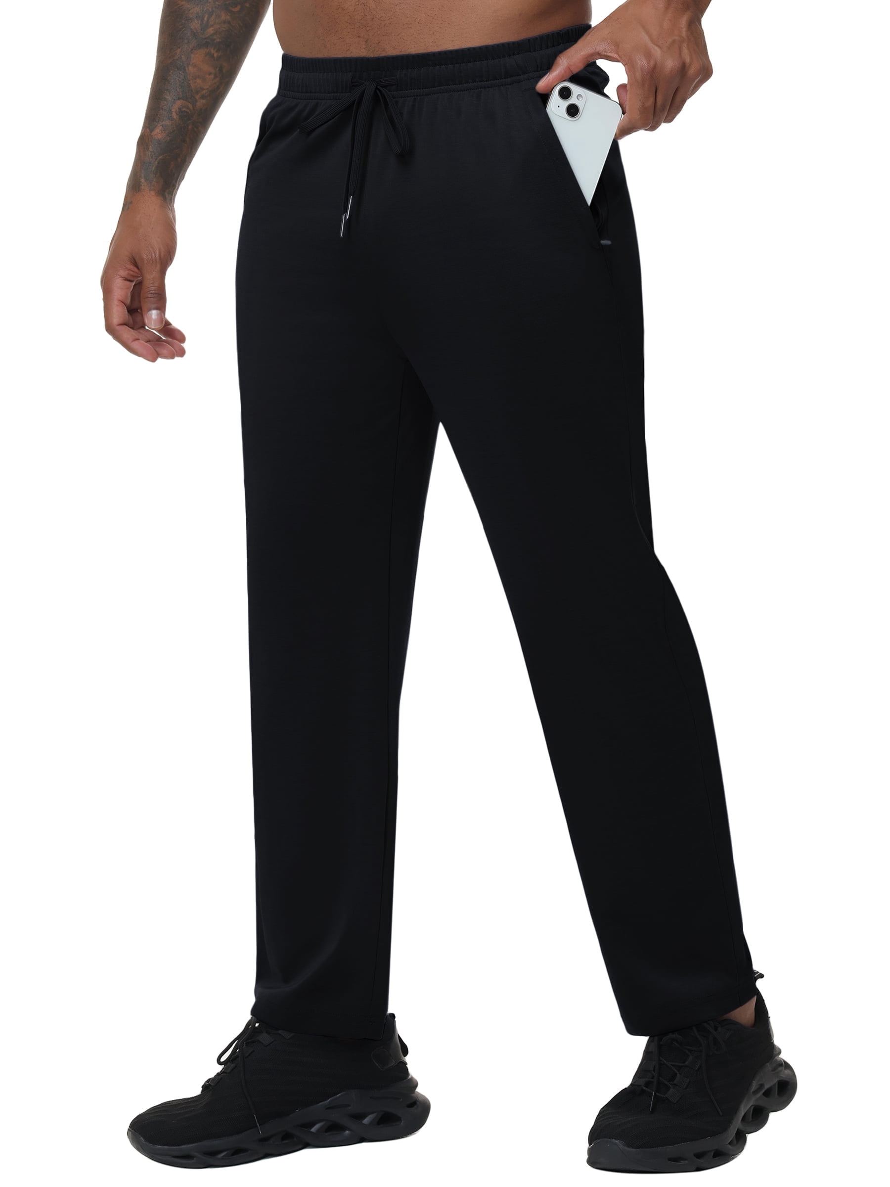 Men's Pants Athletic Open Bottom Running Pants Mens Sweatpants with ...