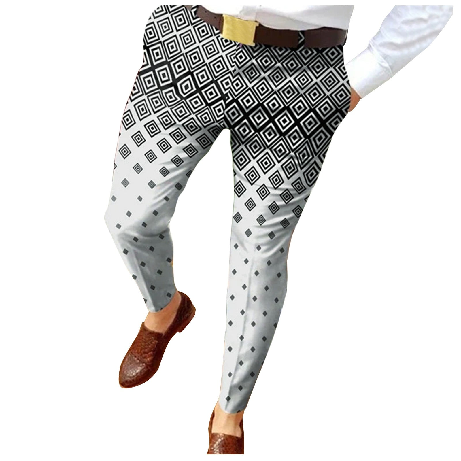 Men's Pants Male 4 Seasons Suit Business Style Casual Printed Pocket ...