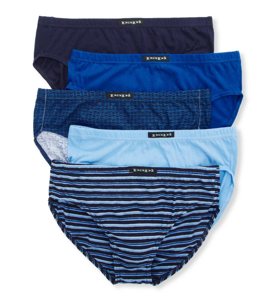 Men's Papi 554140 100% Cotton Low Rise Brief - 5 Pack (Navy/Blue ...