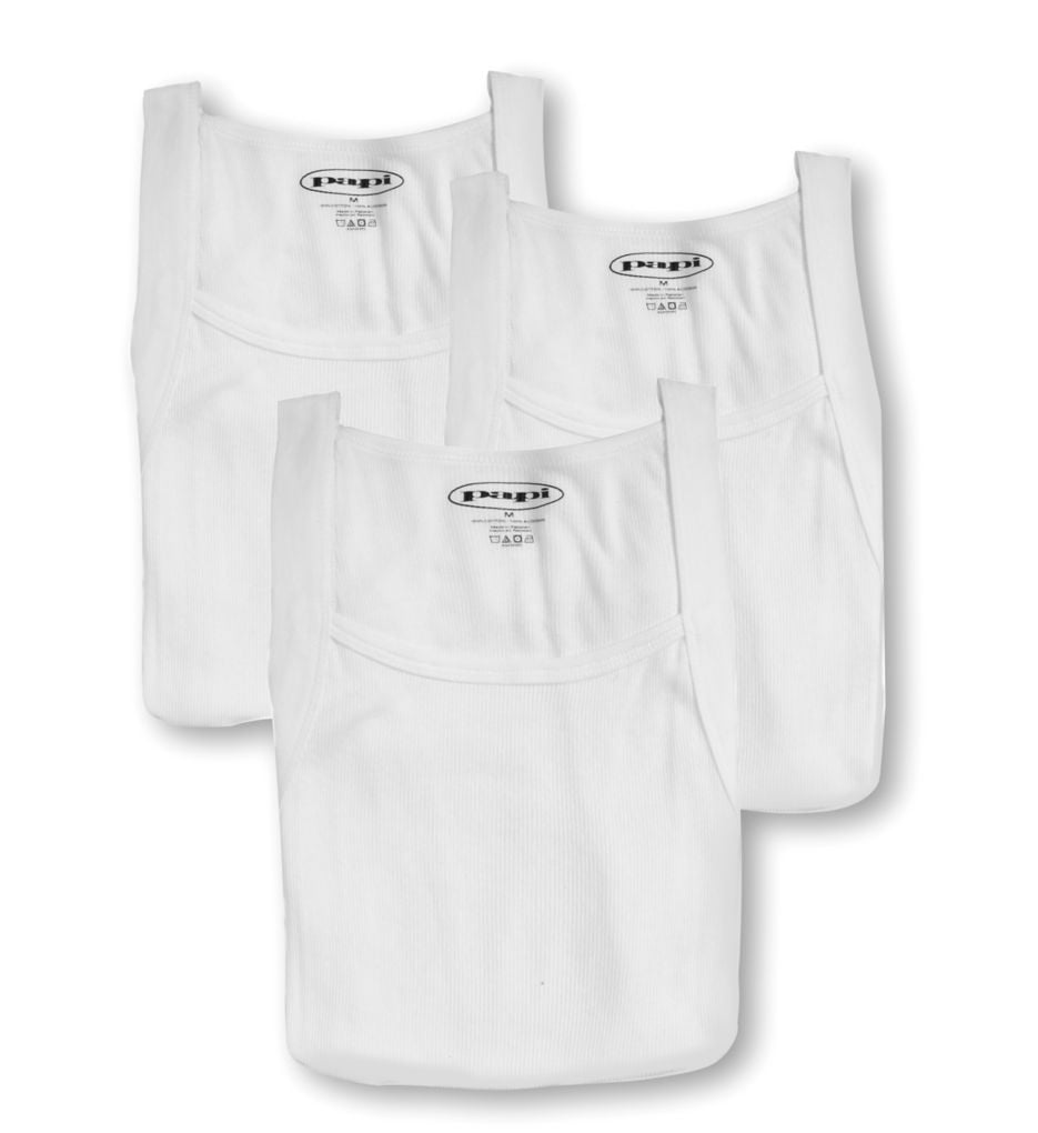 Papi Men's Essentials 100% Cotton Square Neck Tank Tops - 3 Pack ...
