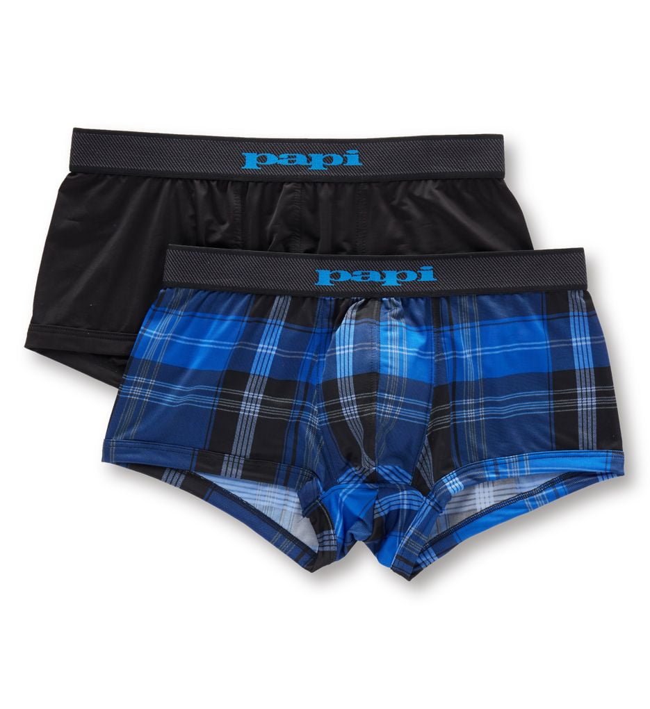 Men's Papi 626182 Cool 2 Brazilian Trunks - 2 Pack (Black/Blue M ...