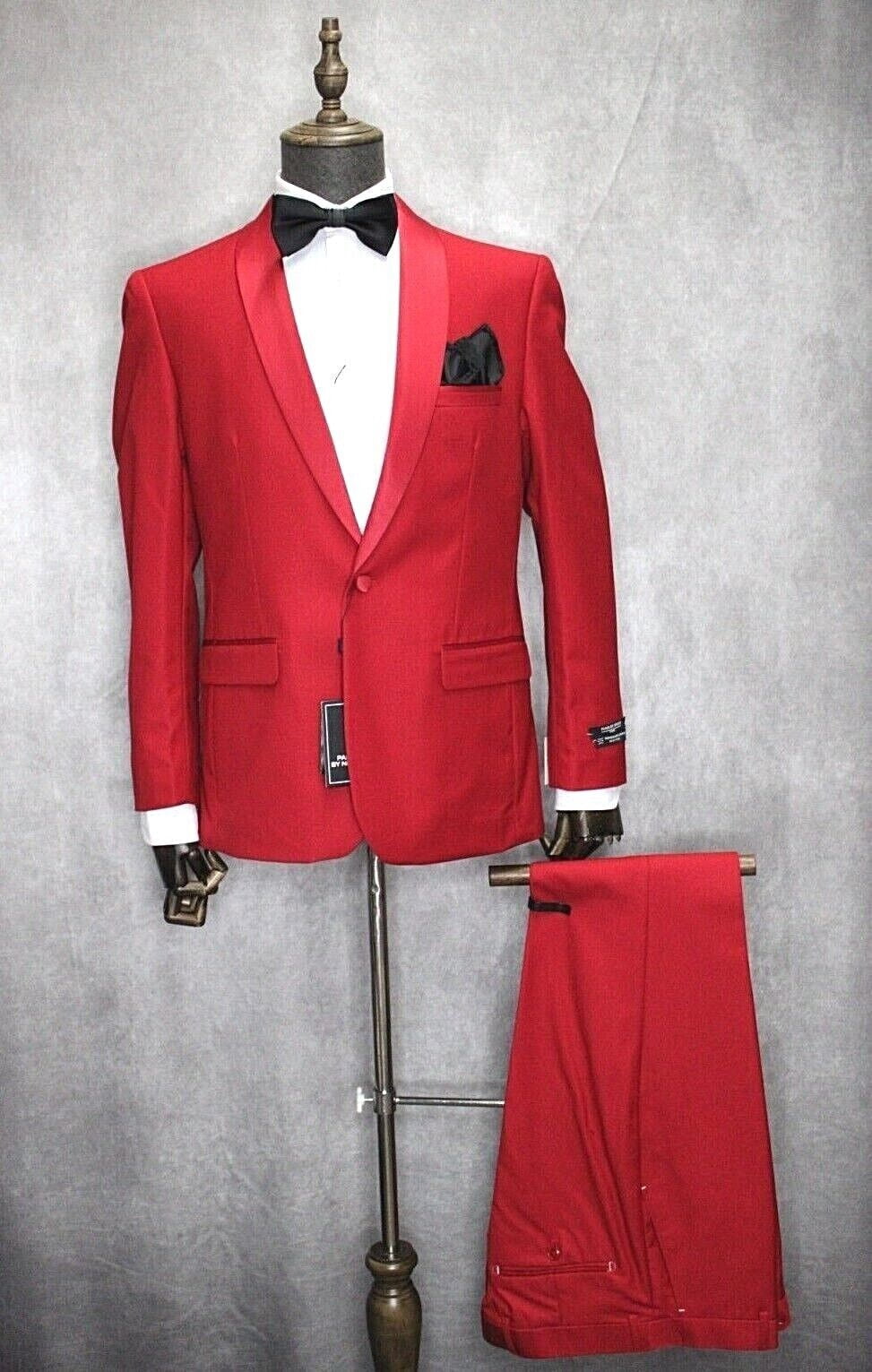 Men's Paris by Night Red Party Prom Wedding Formal Slim fit Tuxedo ...