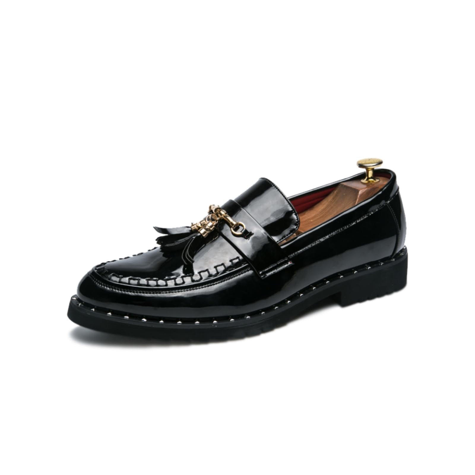 Men's Patent Leather Tassels Slip-On Loafers Classic Flats Smoking ...