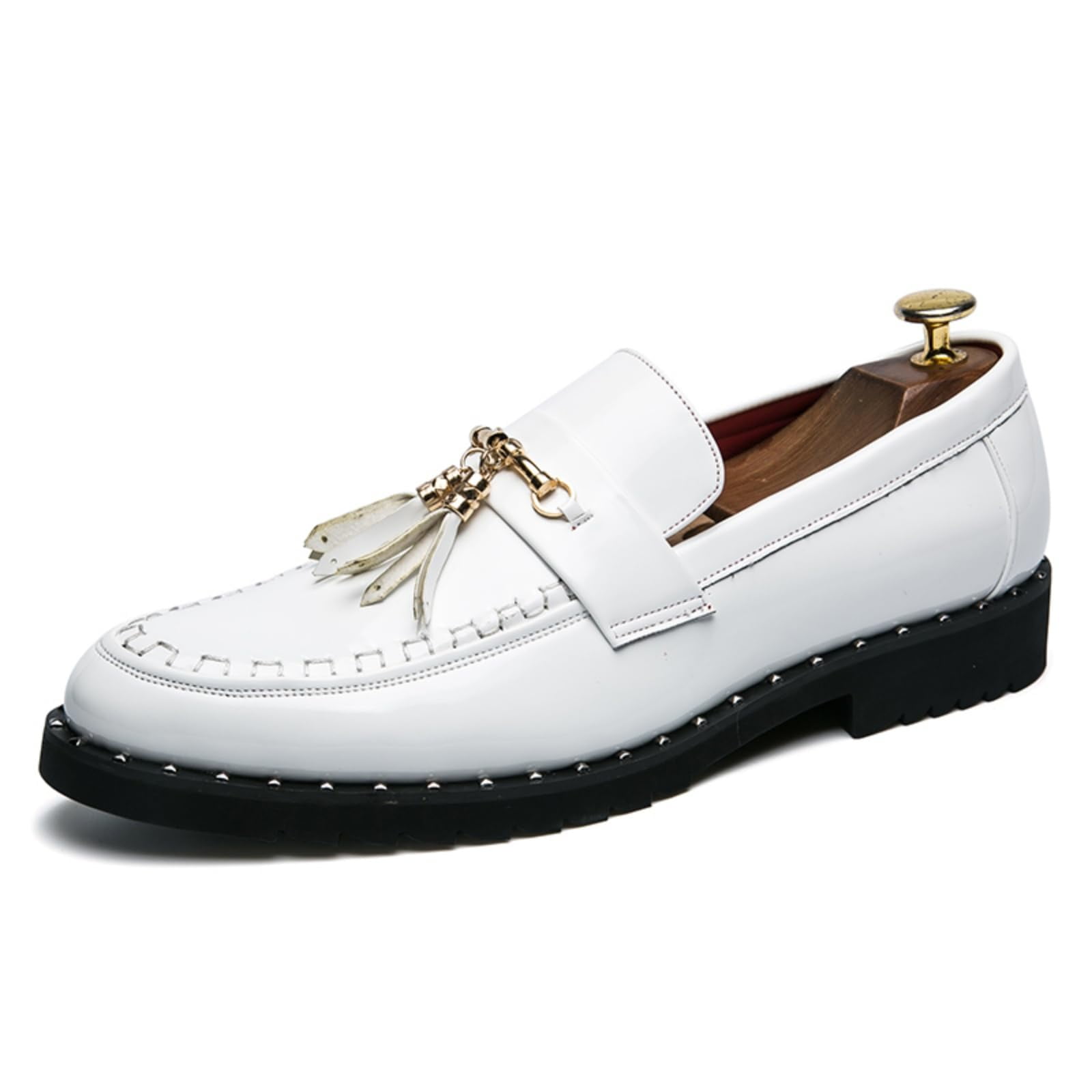 Men's Patent Leather Tassels Slip-On Loafers Classic Flats Smoking ...