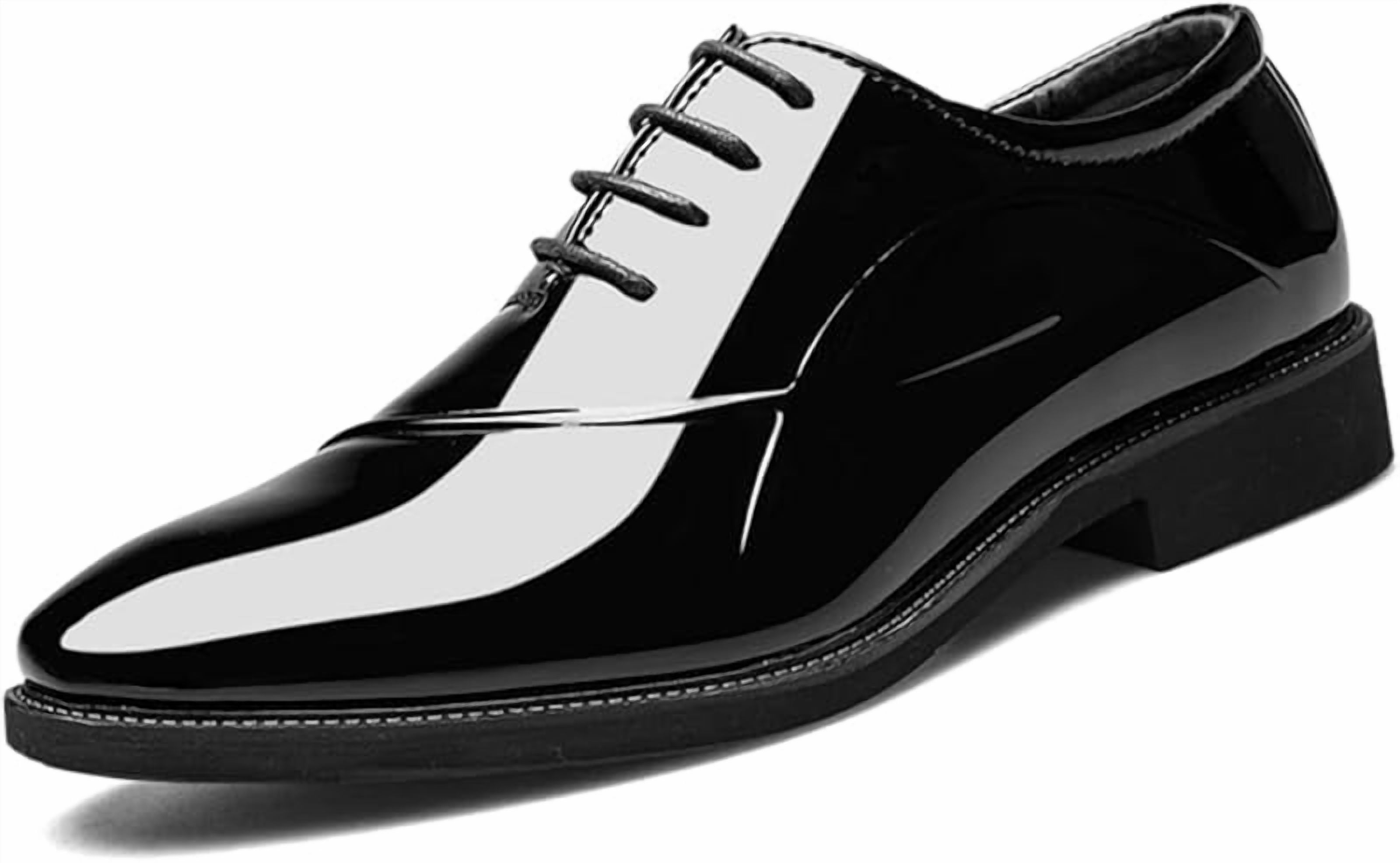 Men's Patent Leather Tuxedo Dress Shoes Classic Lace-up Formal Business ...