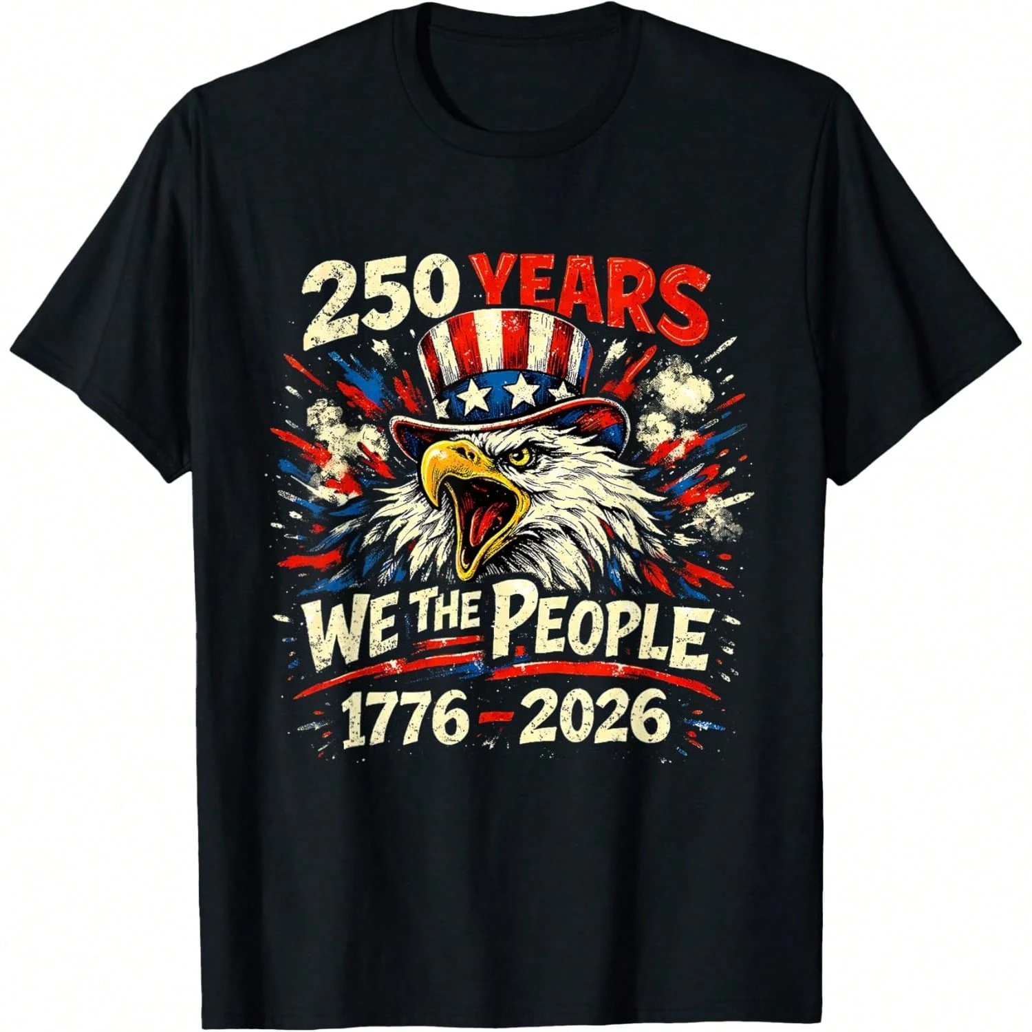 Men's Patriotic 250 Years We The People 1776-2026 Bald Eagle Graphic T ...
