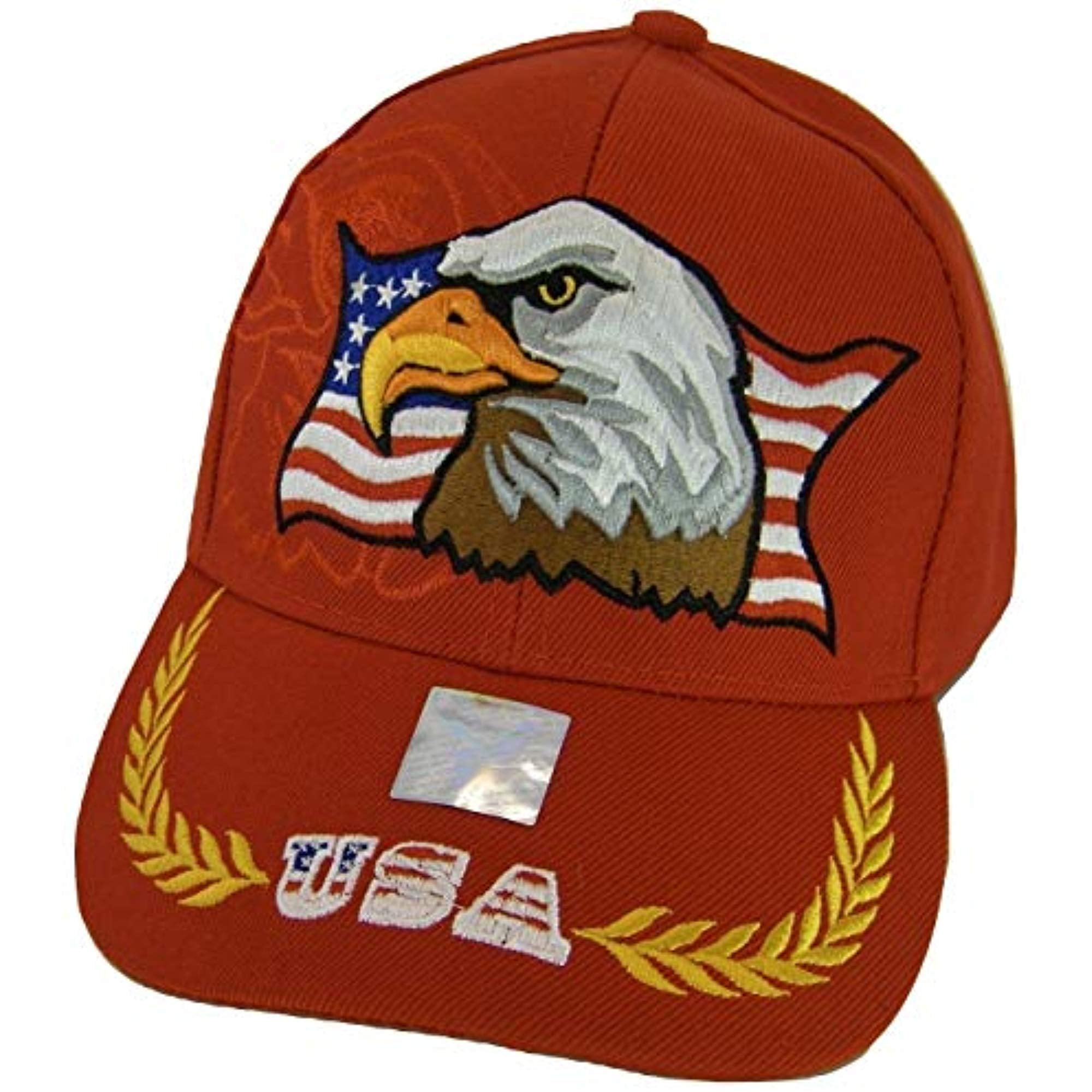 Men's Patriotic Large Eagle USA Adjustable Baseball Cap (Red) - Walmart.com
