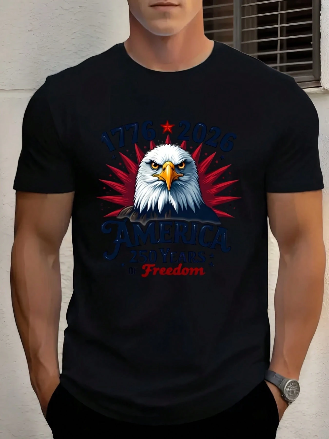 Men's Patriotic USA 250th Anniversary T-Shirt 1776-2026 Bald Eagle ...