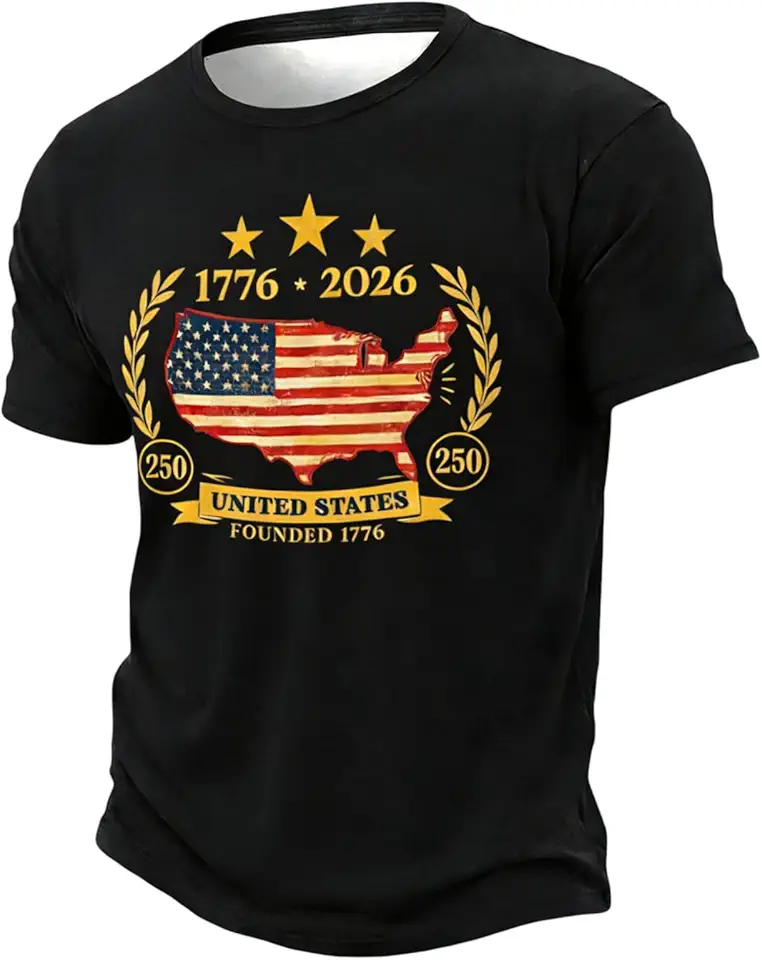 Men's Patriotic USA 250th Anniversary T-Shirt Retro 1776-2026 United ...