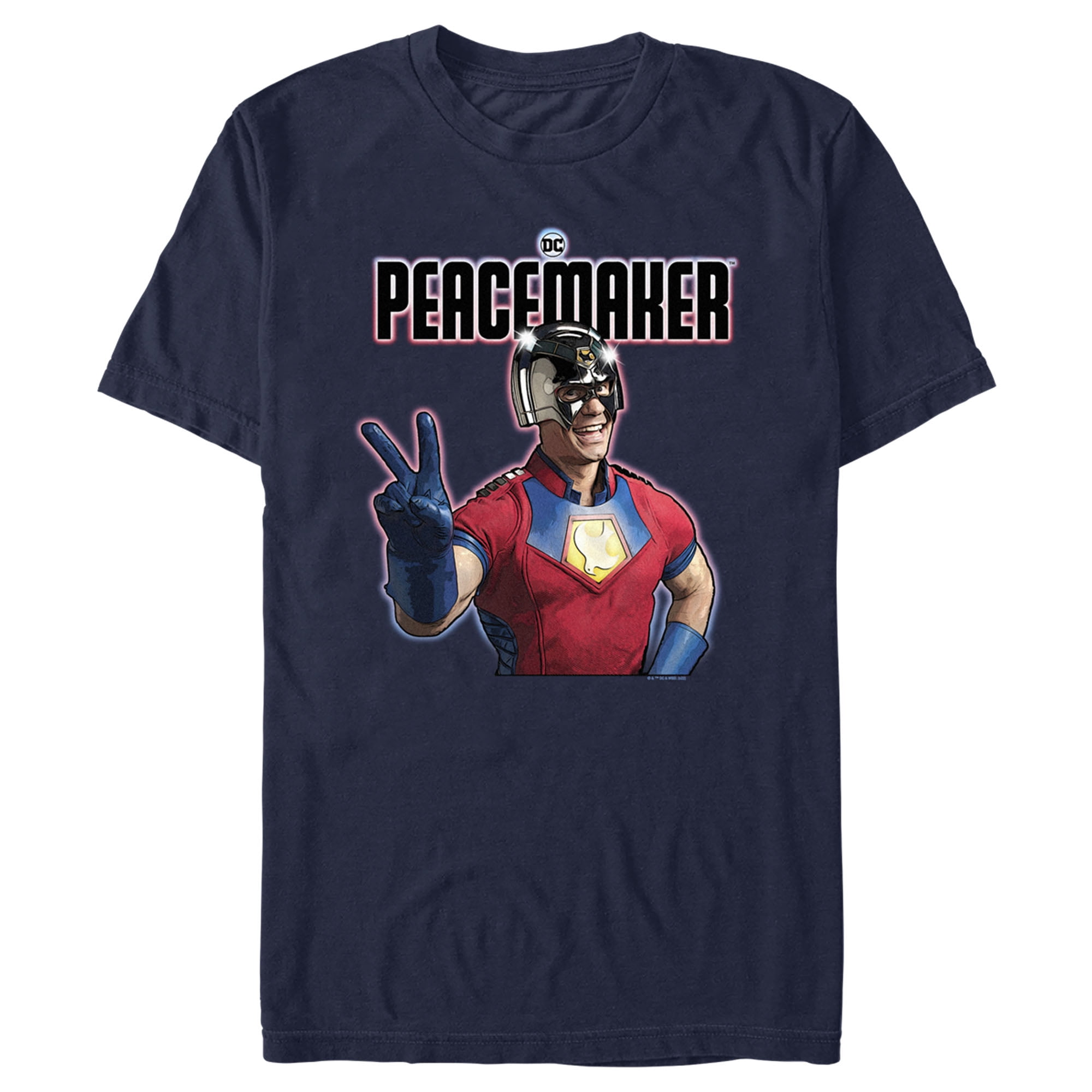 Men's Peacemaker Hero Peace Sign Graphic Tee Navy Blue Small - Walmart.com
