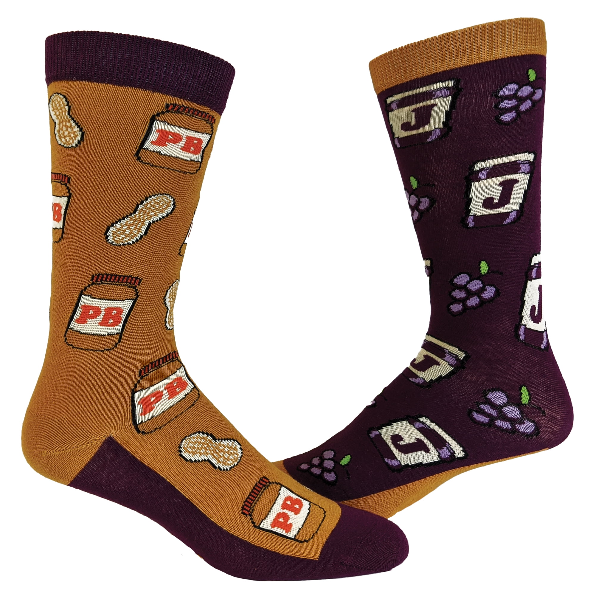 Men's Peanut Butter and Jelly Socks Funny Lunch Jam Sandwich Graphic ...