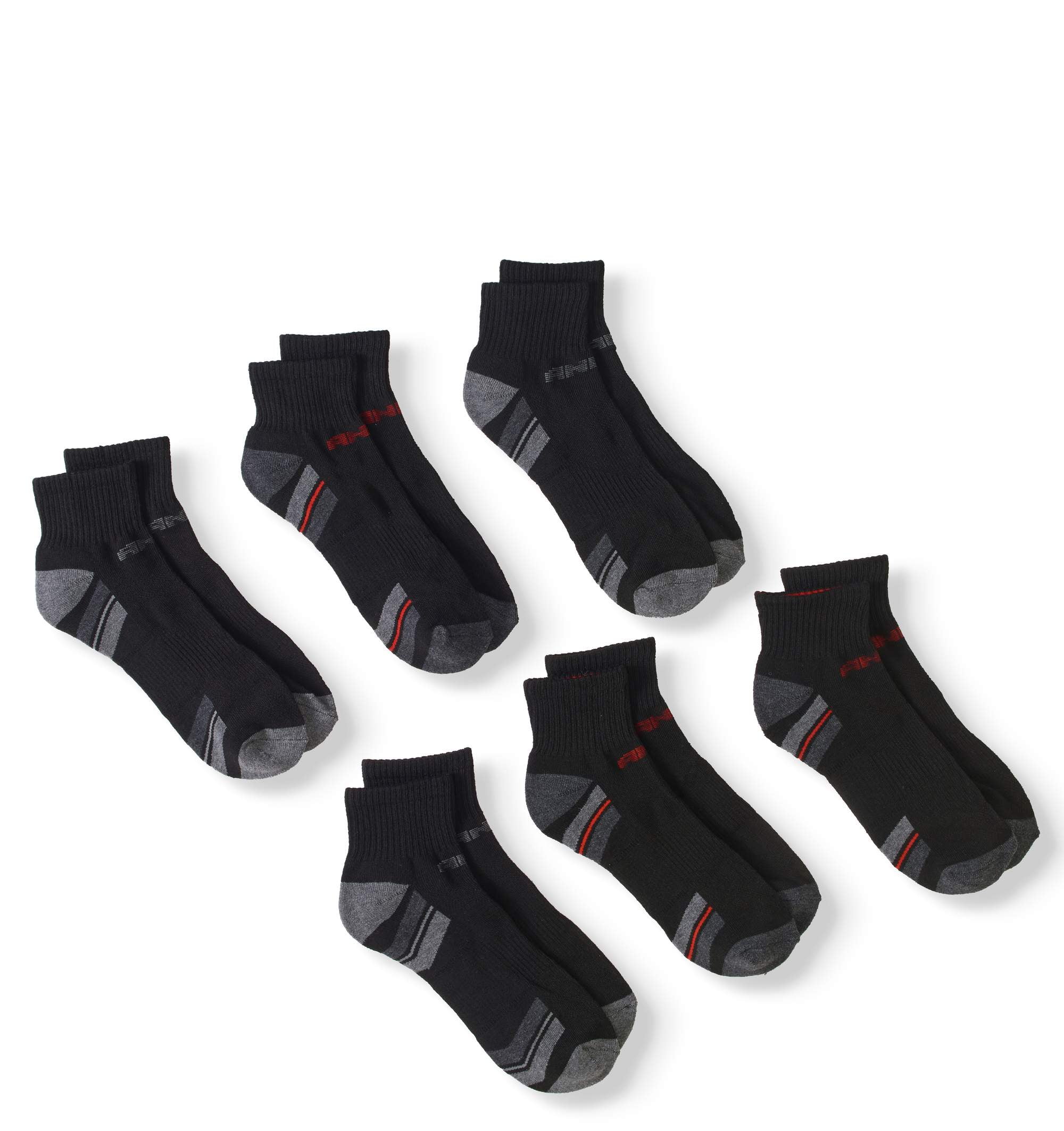 Men's Performance Quarter Cut Socks, 6 Pack - Walmart.com