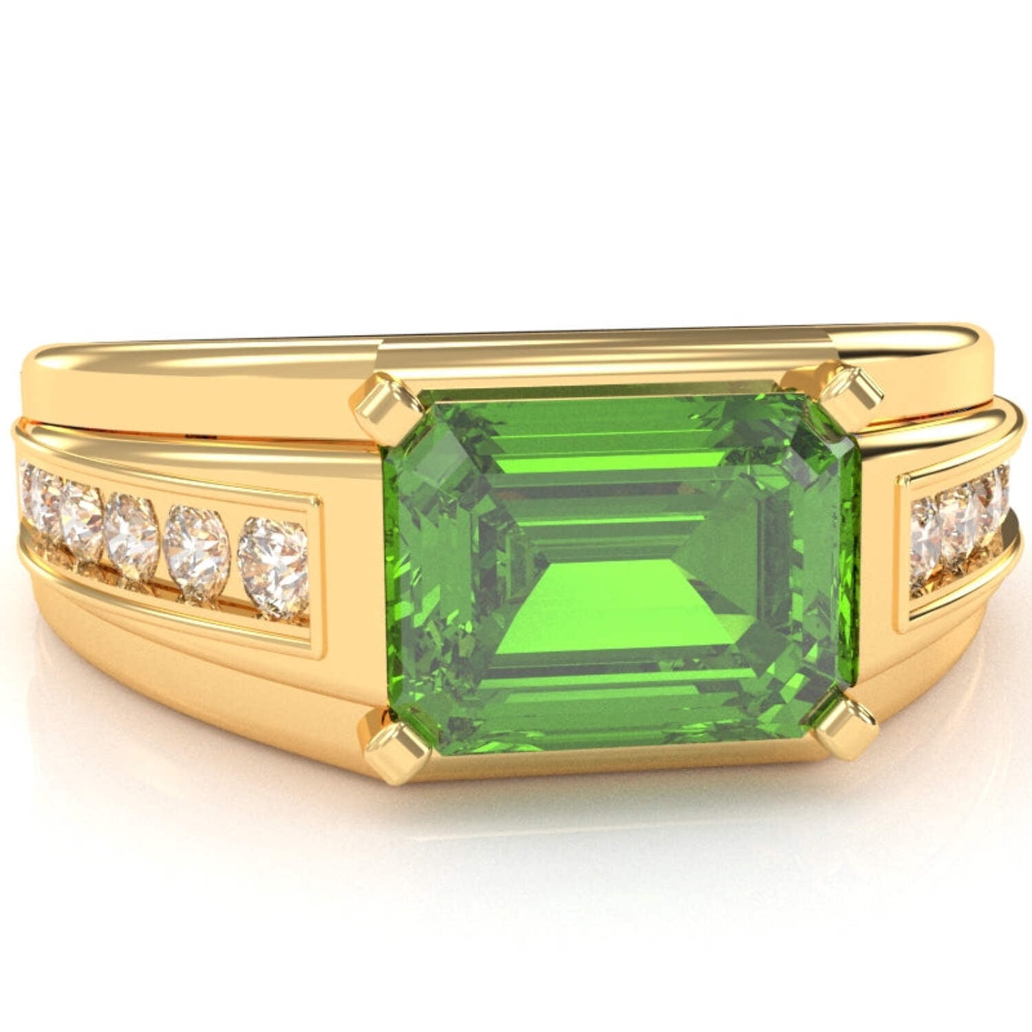 Men's Peridot Diamond Channel Ring In Solid 14k Yellow Gold - Walmart.com