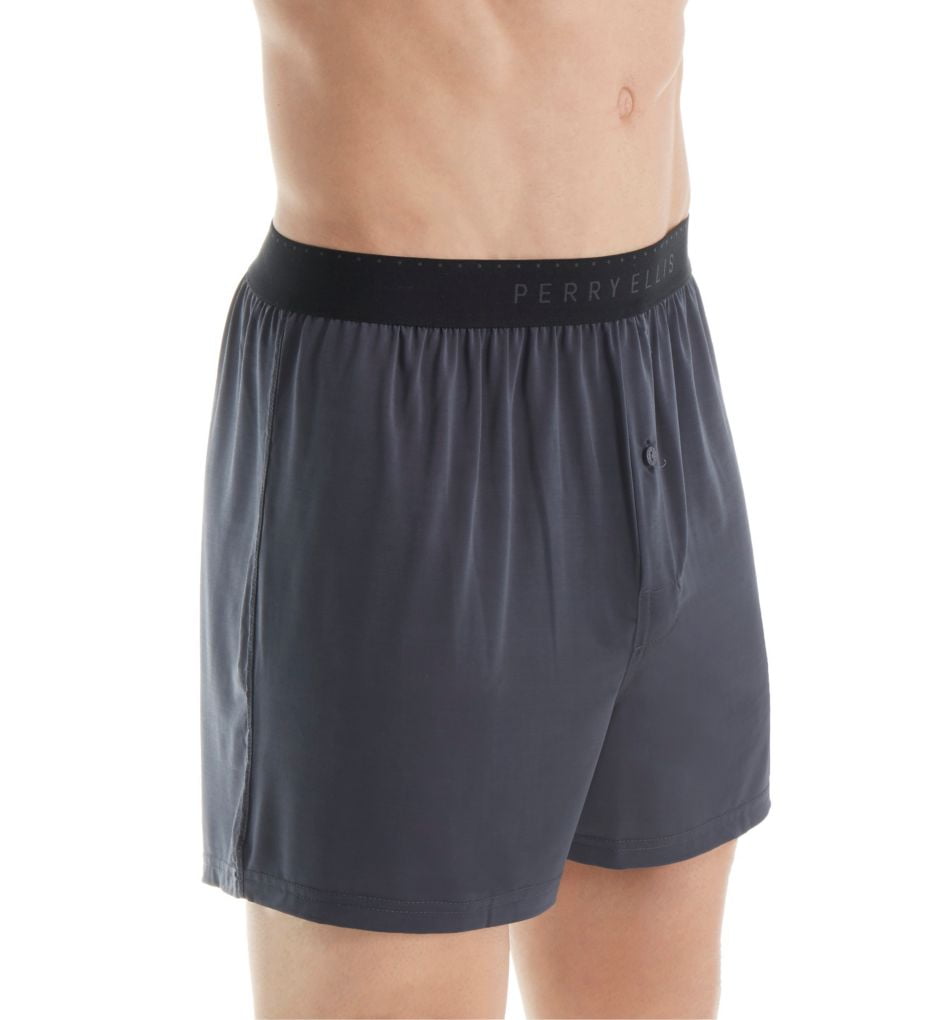 Men's Perry Ellis 163009 Luxe Solid Boxer Short (Charcoal M) - Walmart.com