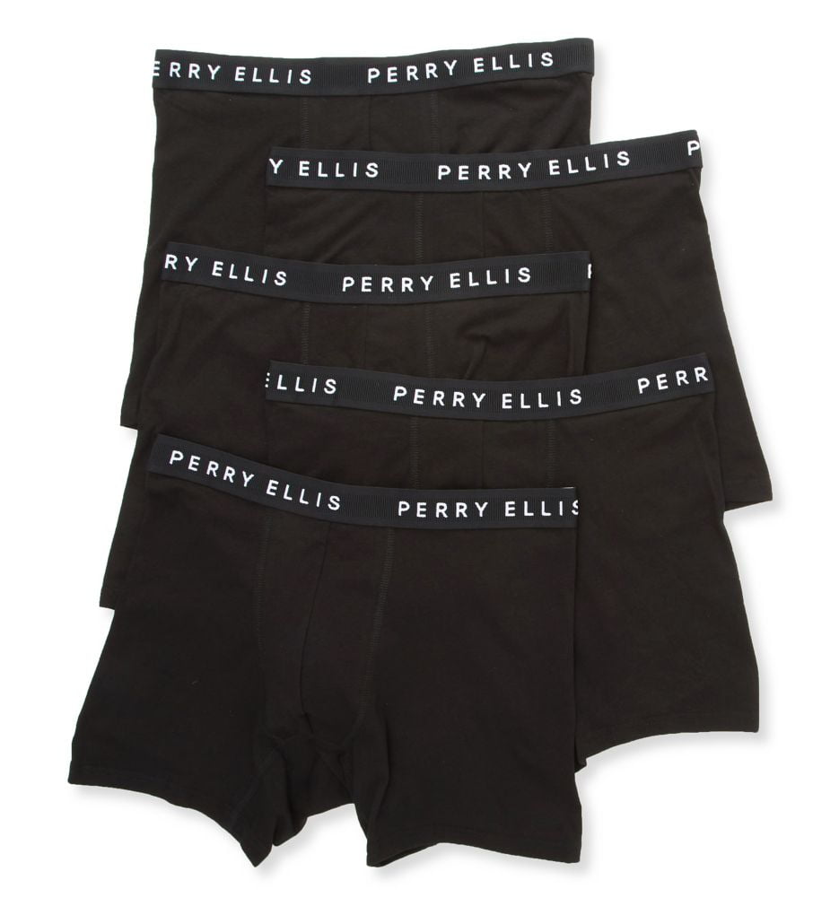 Men's Perry Ellis UMPE055 Cotton Stretch Boxer Brief - 5 Pack (Black ...