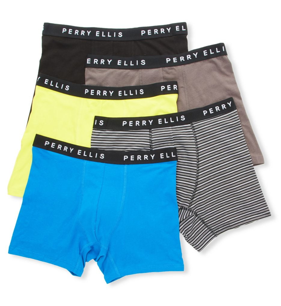 Men's Perry Ellis UMPE055 Cotton Stretch Boxer Brief - 5 Pack (Sulphur ...