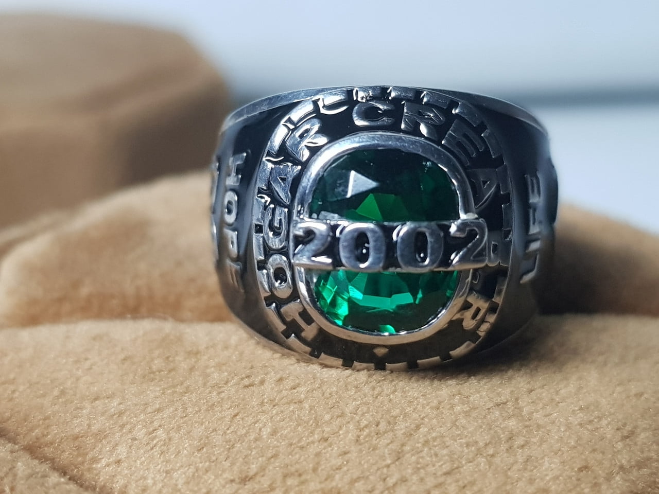 Men's Personalized Green Oval Cut Customized Name,Logo,Year And Inside ...