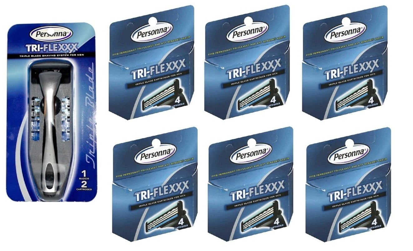 Men's Personna Tri-Flexxx Razor Blade Handle w/ 2 cartridges + Personna ...