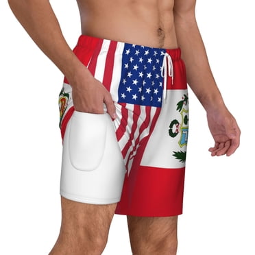 Men's Australian Flag With Aboriginal Flag Swim Trunks with Compression ...