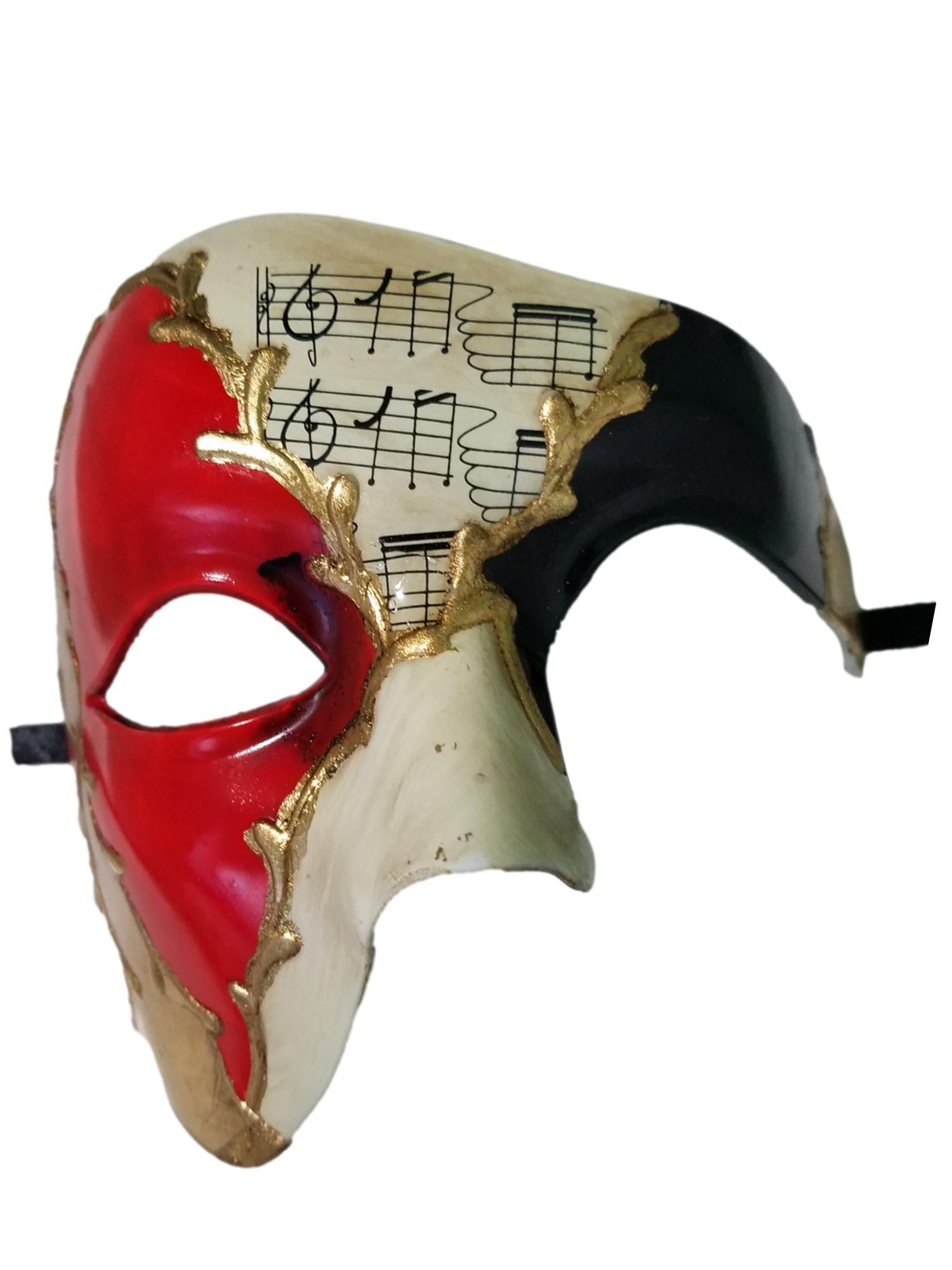 Men's Phantom Gold with Red Black Large Masquerade Mask - Walmart.com