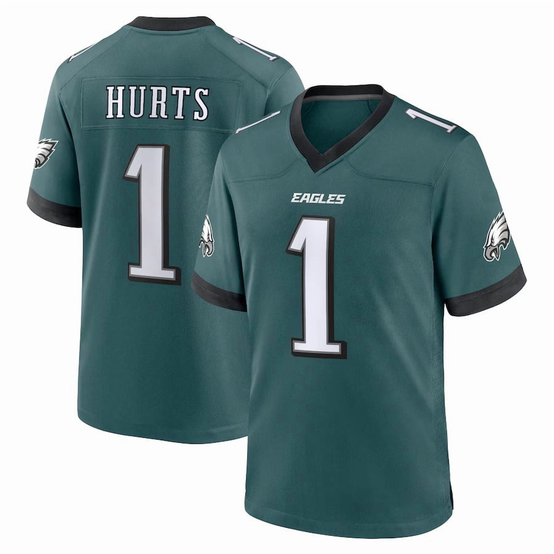 Men's Philadelphia Hurts 1 Green Sports Player Game Stitched Name ...
