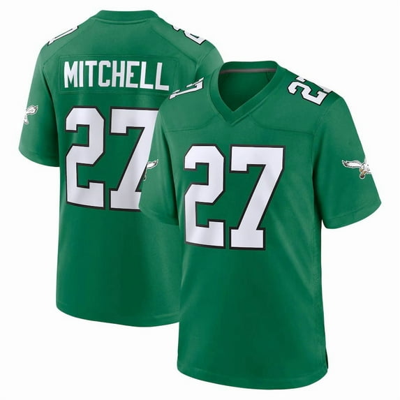 Men's Philadelphia Mitchell 27 Kelly Green Sports Player Game Stitched ...