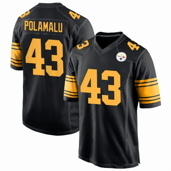 Men's Pittsburgh Polamalu 43 Black Alternate Sports Player Game ...