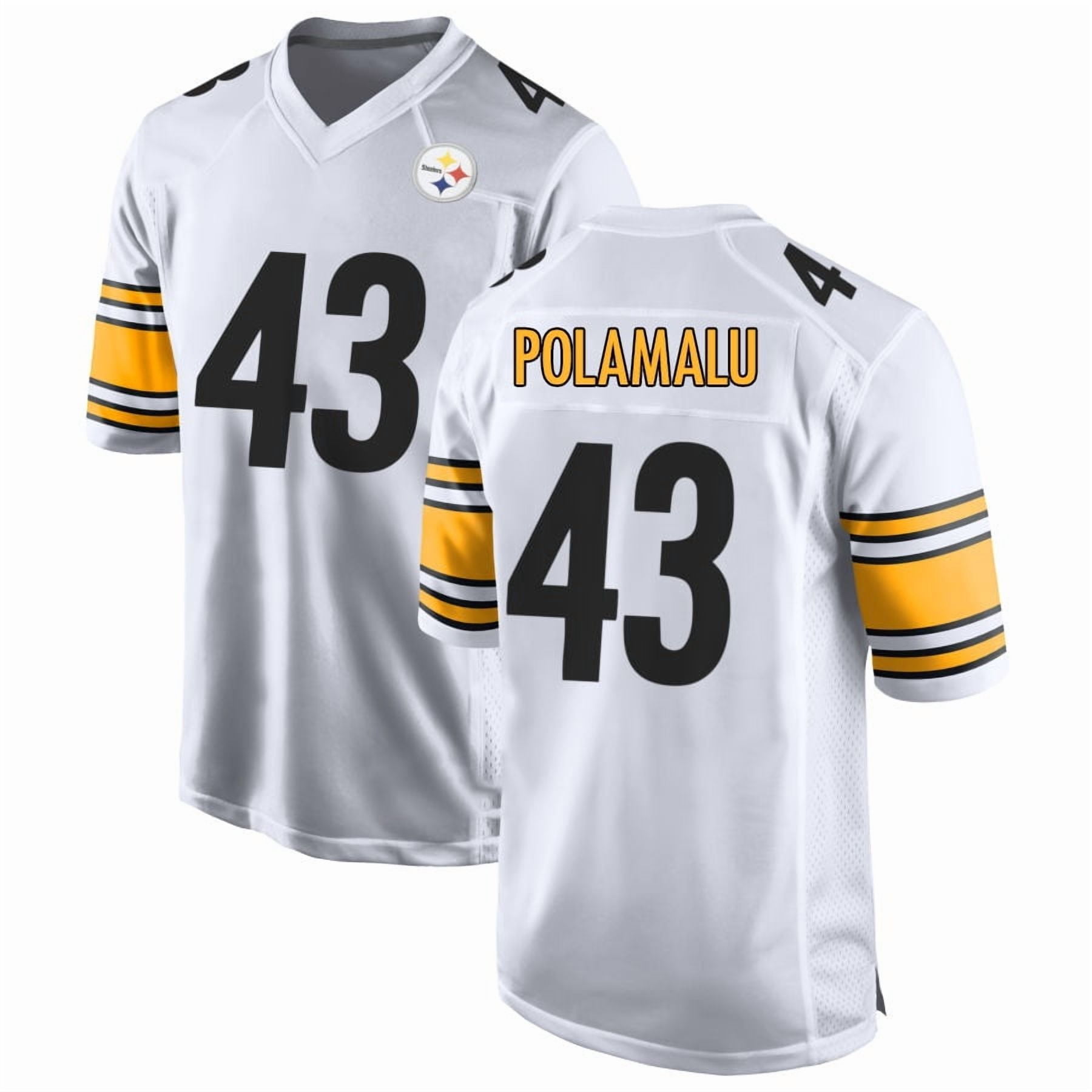 Men's Pittsburgh Polamalu 43 White Sports Player Game Stitched Name ...