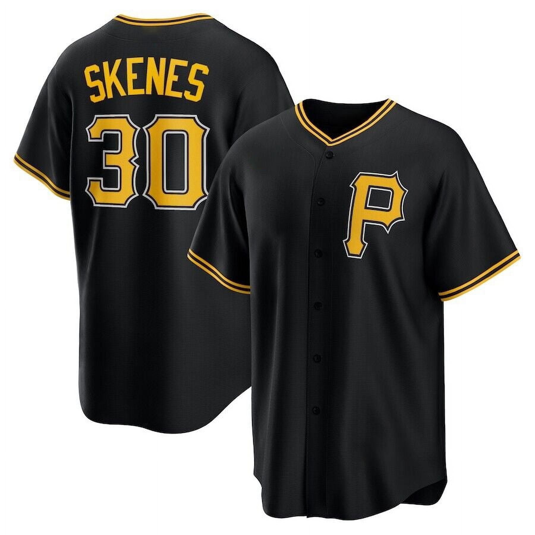 Men's Pittsburgh Skenes 30 Black Replica Stitched Player T-shirts ...
