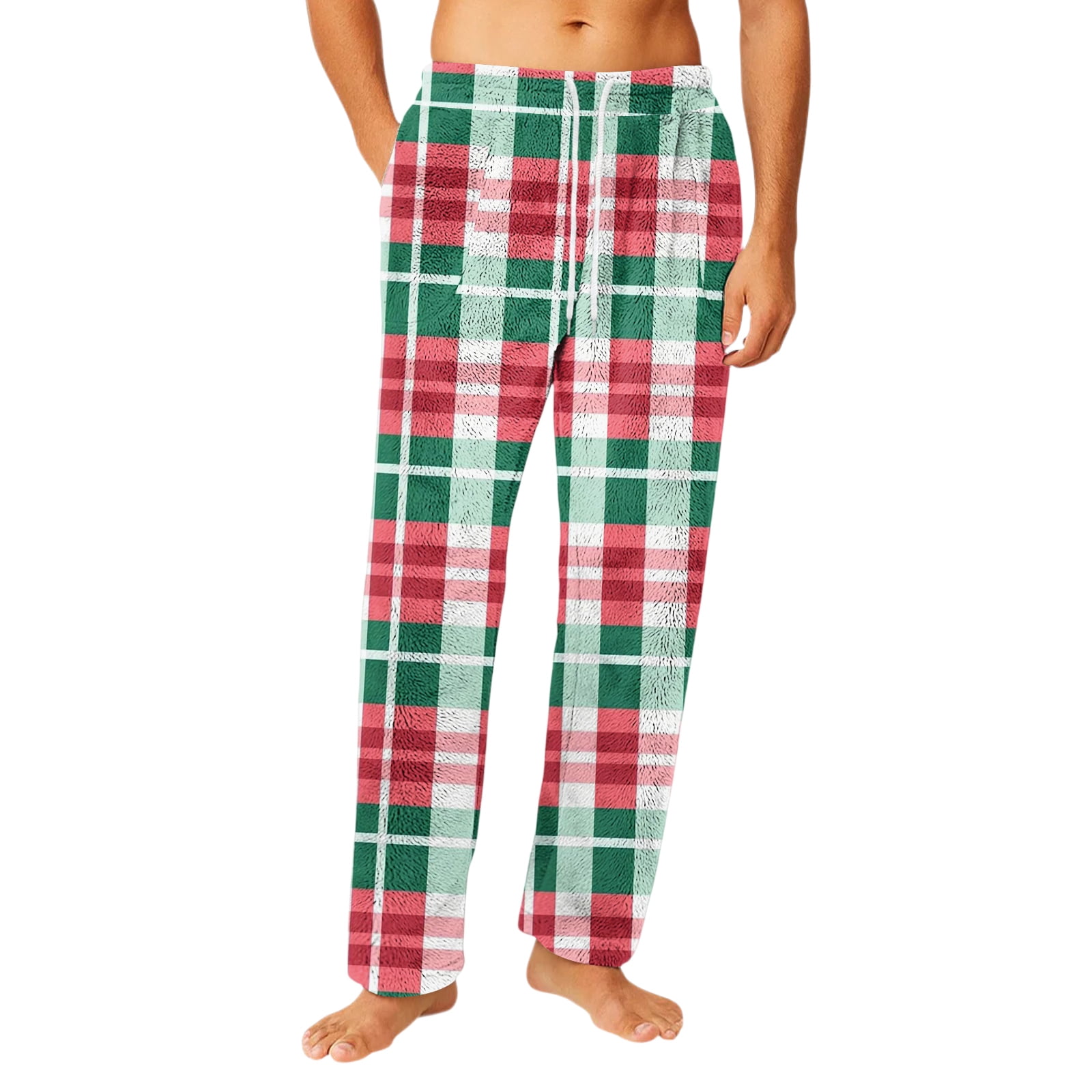 Men's Plaid Sleep Pants for At-Home Rest & Sleep White 2XL - Walmart.com