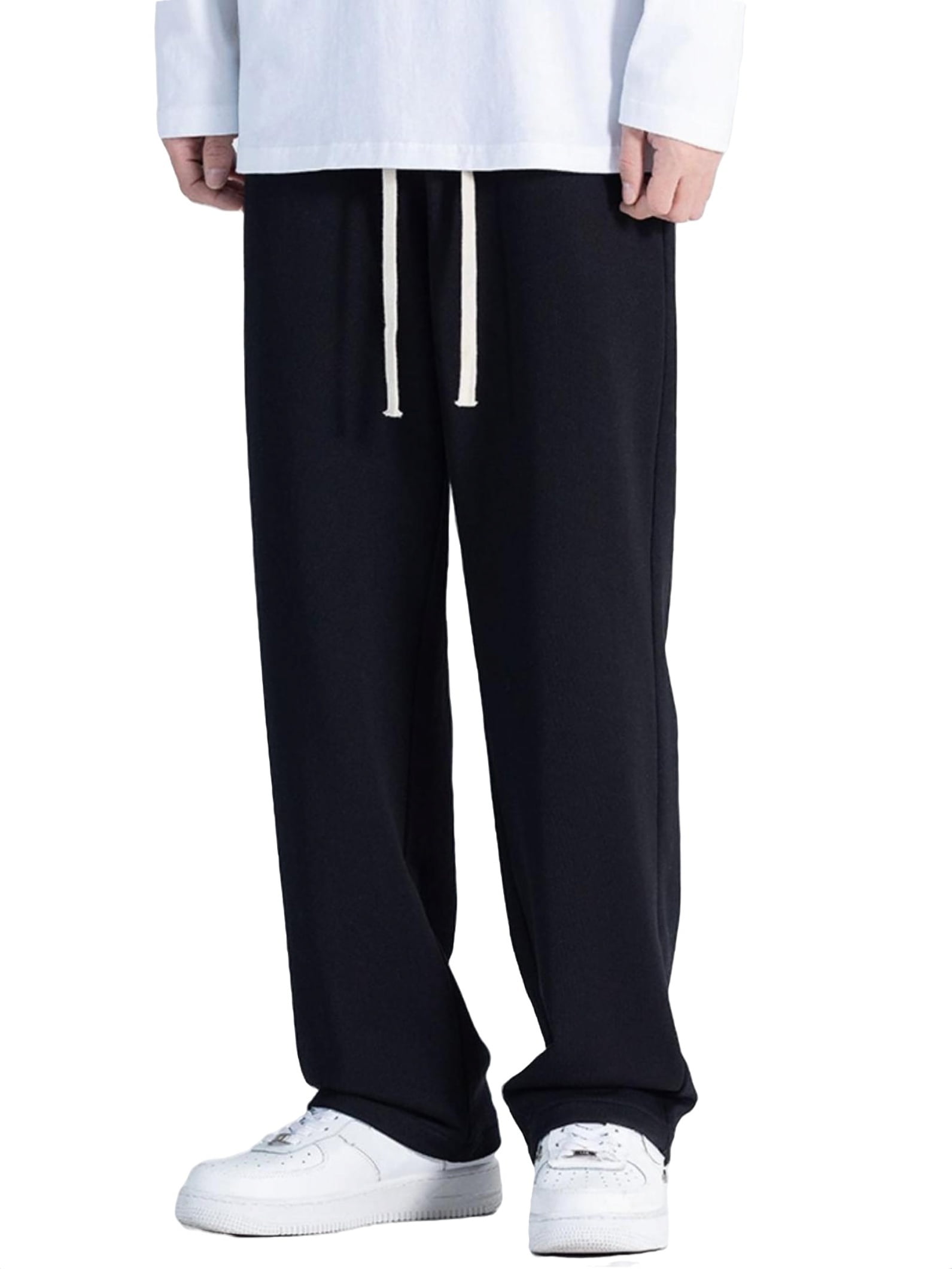 Men's Plain Straight Leg Black Sweatpants M (38) - Walmart.com