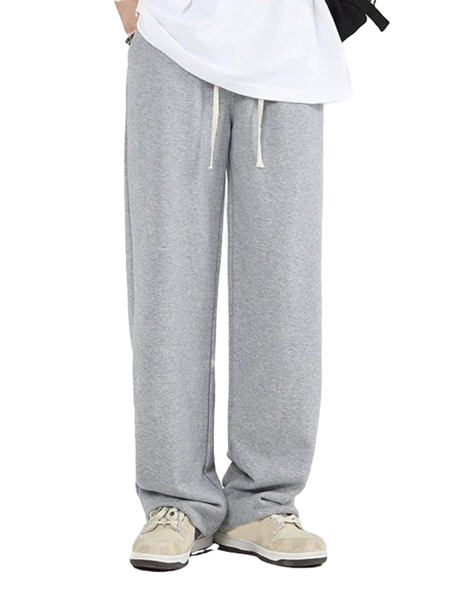 Men's Plain Straight Leg Grey Sweatpants L (40) - Walmart.com