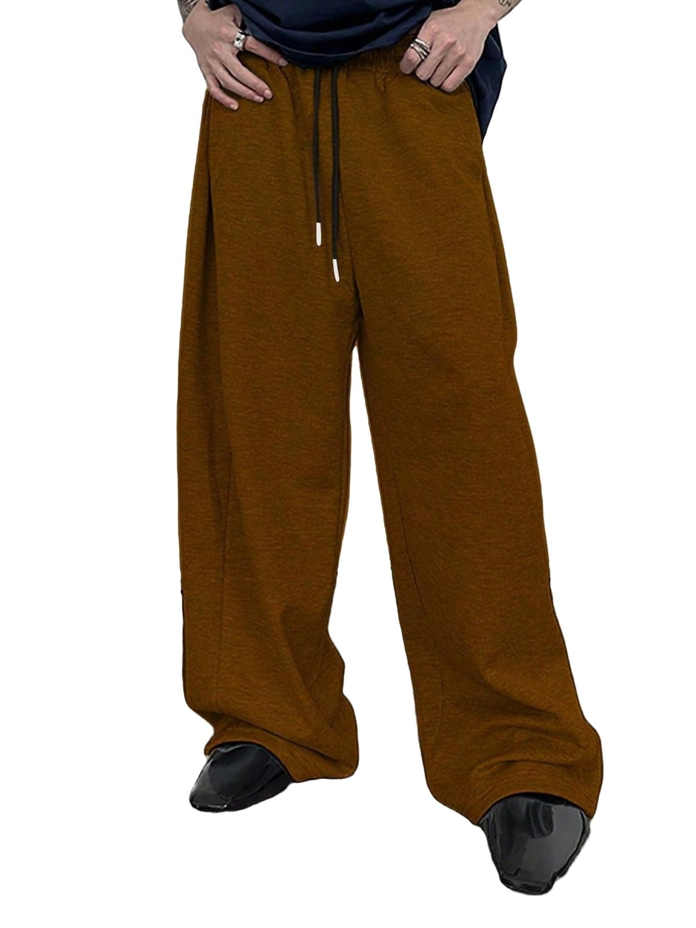 Men's Plain Wide Leg Brown Sweatpants XL (42) - Walmart.com
