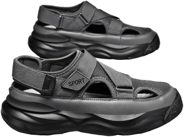 Men's Platform Closed Toe Sandals,Summer Lightweight Comfort Canvas ...