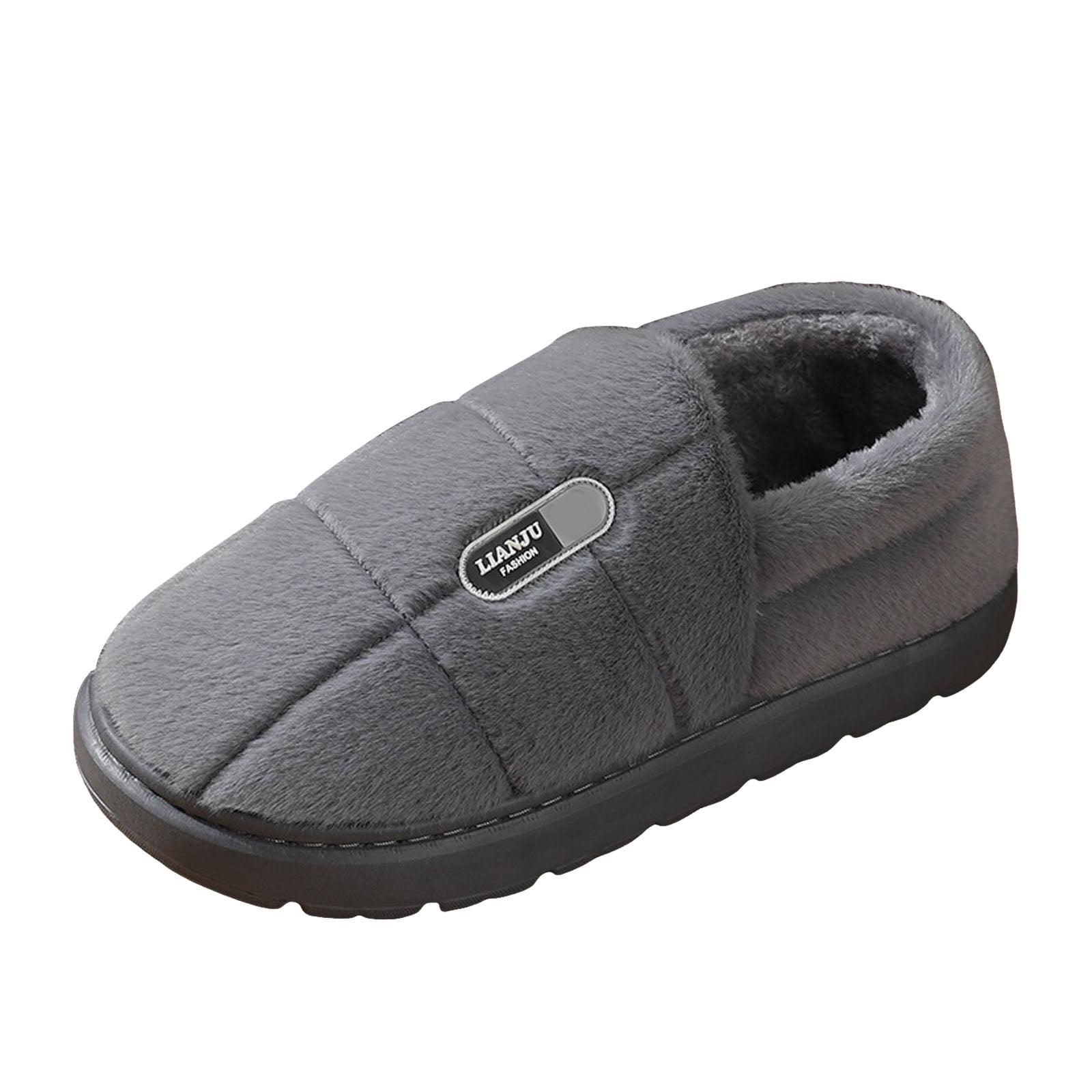 Men's Platform Non Slip Fuzzy Slippers Winter Warm Thick Sole Bedroom ...
