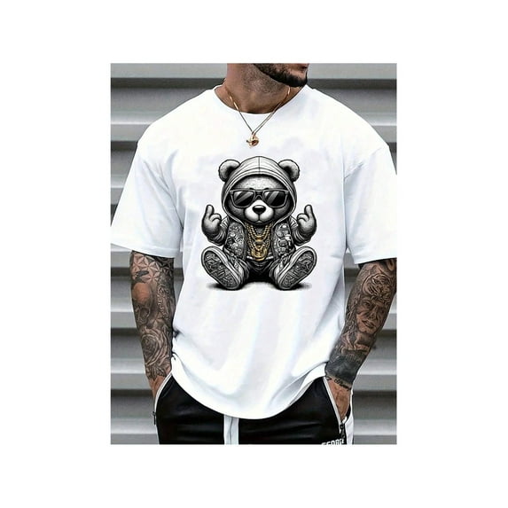 Men's Plus Size Cotton T-Shirt - Casual Short Sleeve Crew Neck with ...