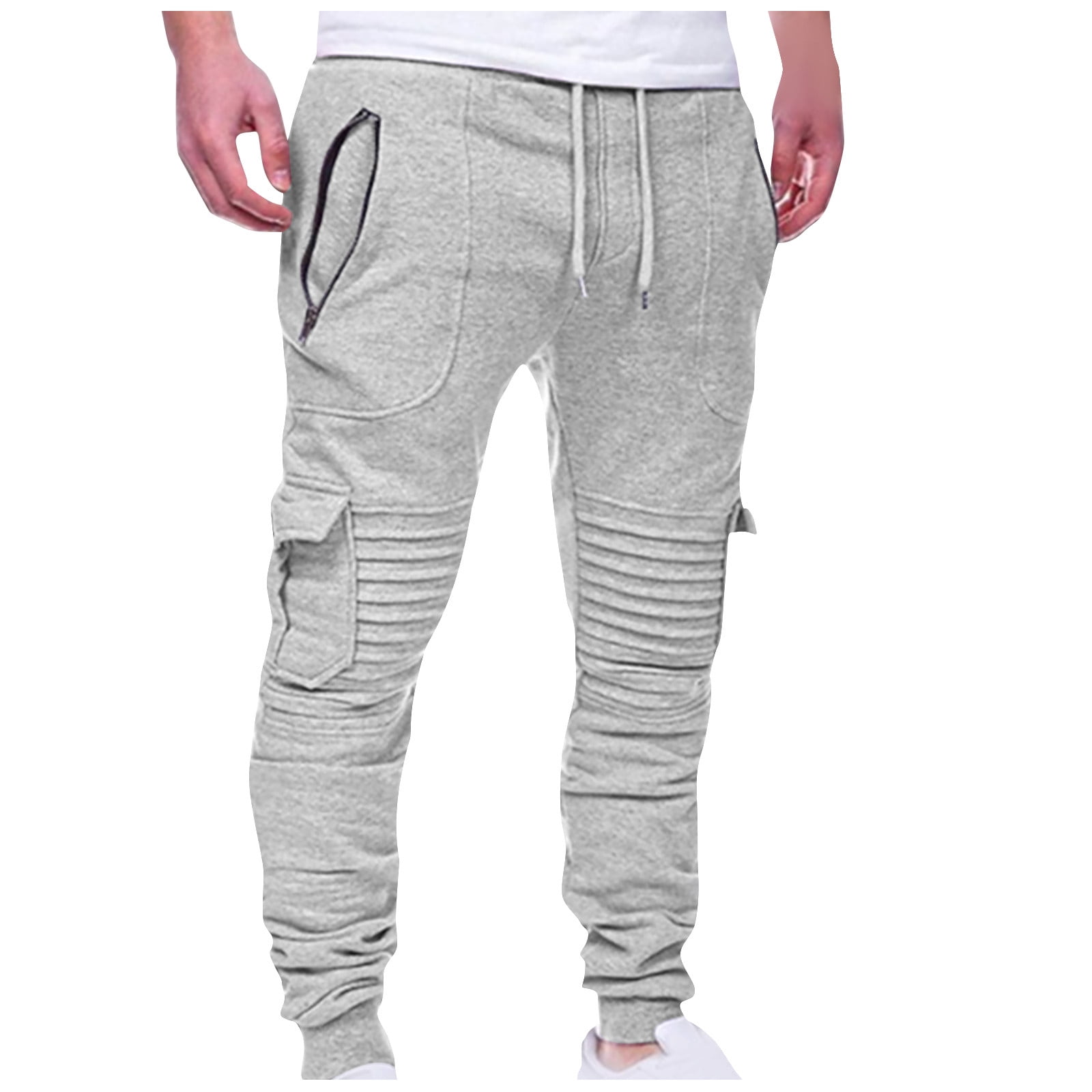 Men's Plus Size Skinny Joggers Multi-Pockets Athletic Workout Pants Gym ...
