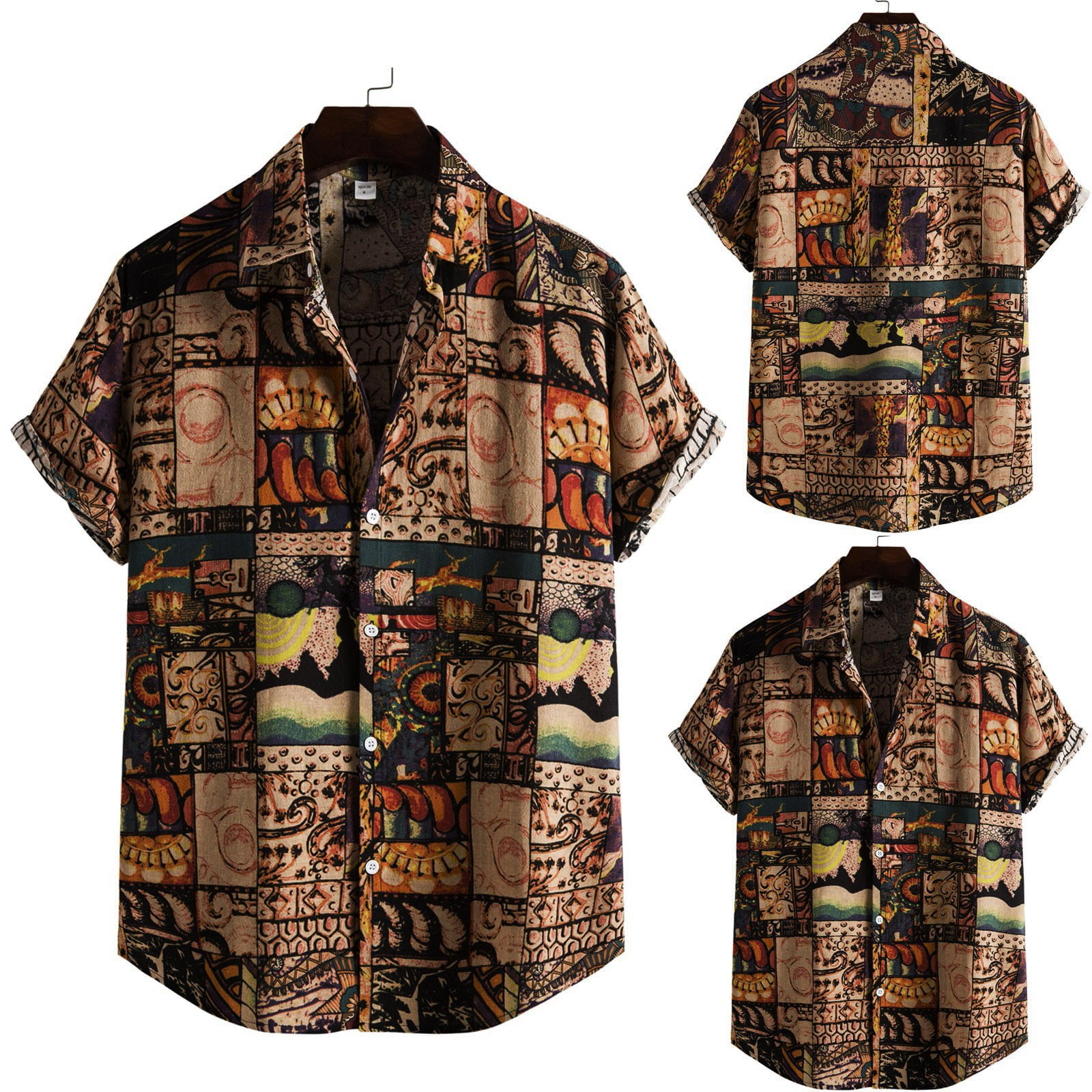 Men's Plus Size Summer Short Sleeve Regular Fit Shirt Formal Button ...