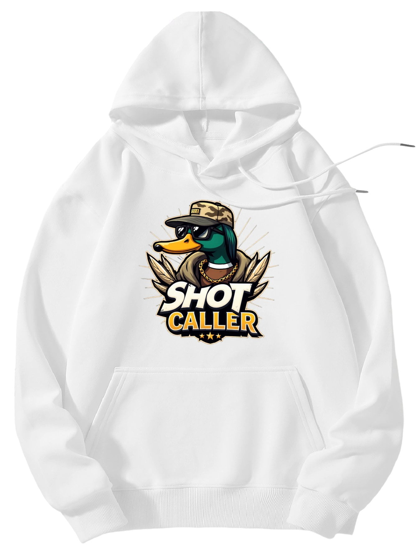 Men's Pocket Graphic Hooded Pullover, A Cool Duck Wearing Hat And ...