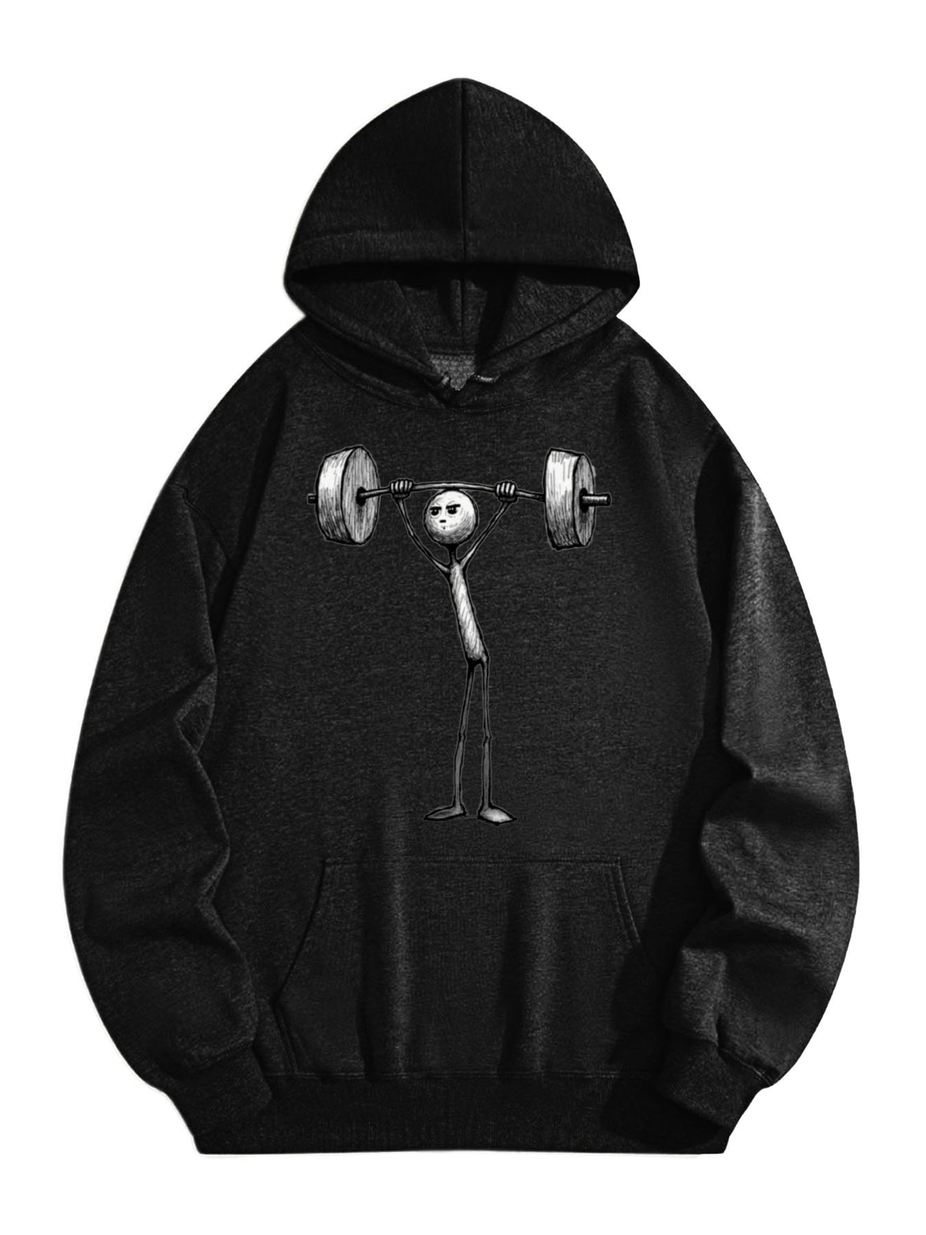 Men's Pocket Graphic Hooded Pullover, A Stick Figure Lifts Heavy ...