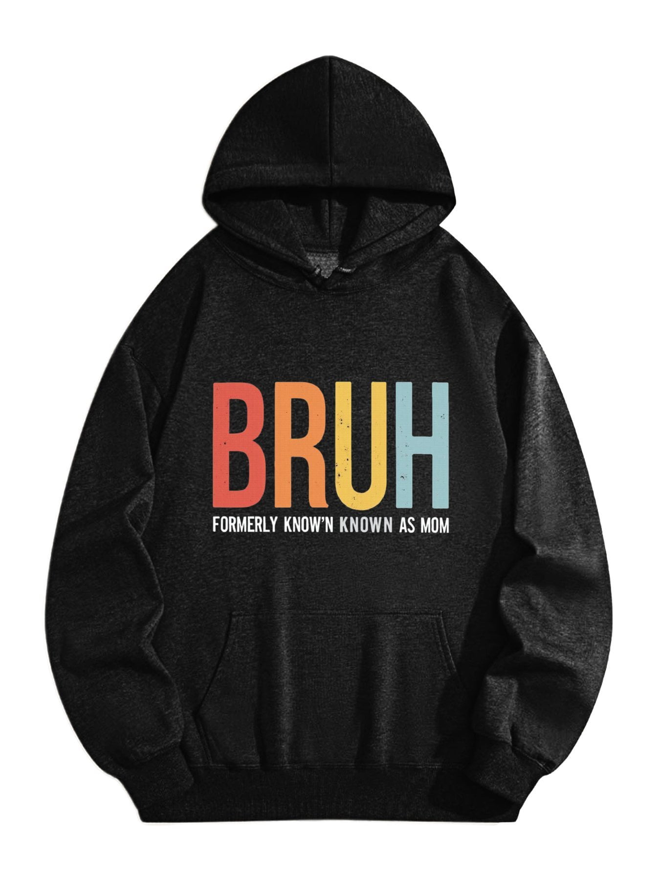 Men's Pocket Graphic Hooded Pullover, BRUH with Text Below Saying ...